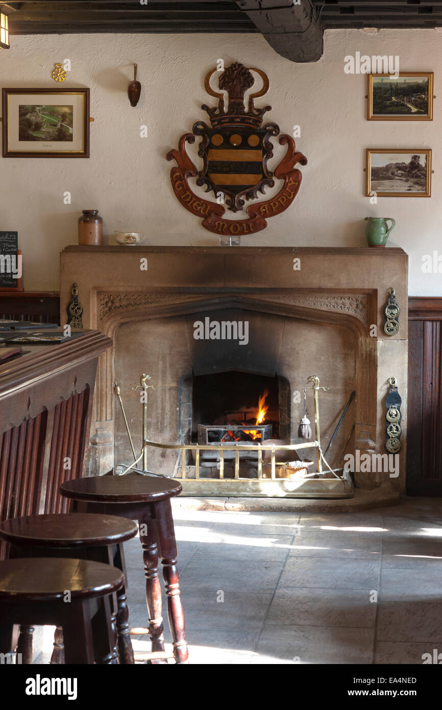 The bar and fireplace of The Hungerford Arms, Farleigh Hungerford Stock ...