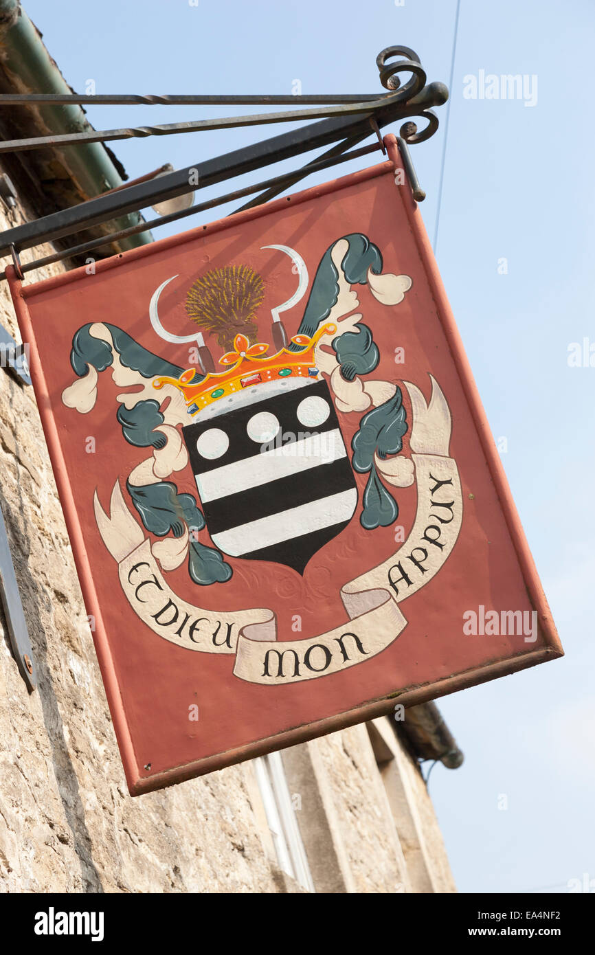 Coat of arms on the pub sign at The Hungerford Arms, Farleigh ...