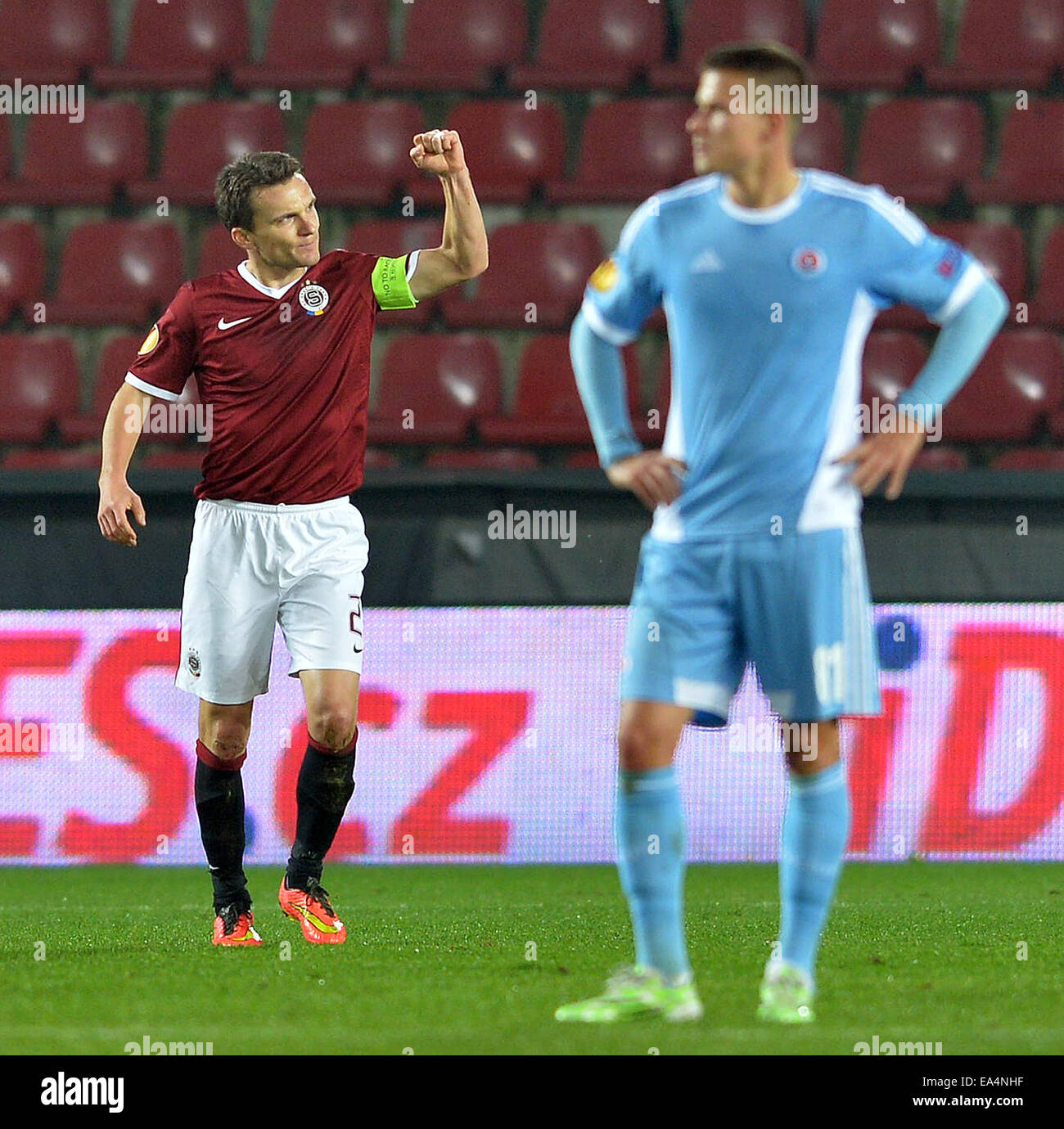 Prague, Czech Republic. 06th Nov, 2014. David Lafata of Sparta, left ...