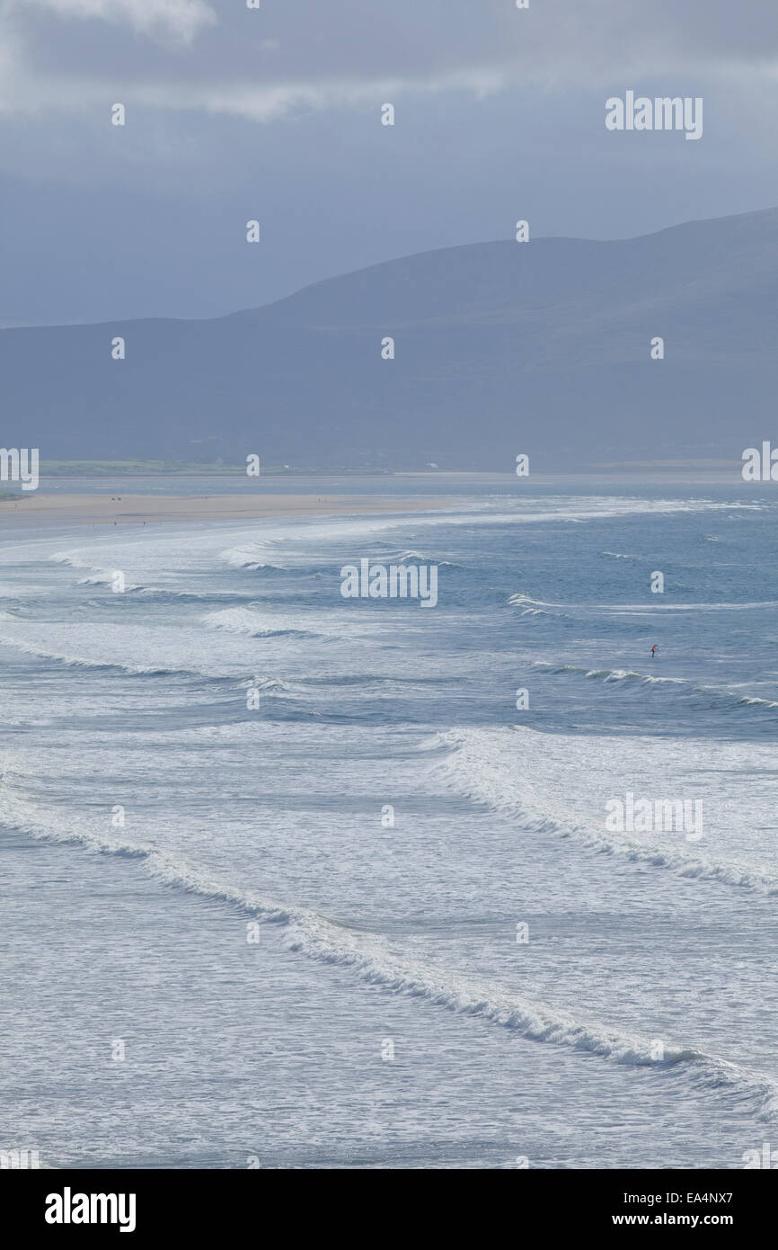 Inch Beach and storm clouds; Inch, County Kerry, Ireland Stock Photo ...