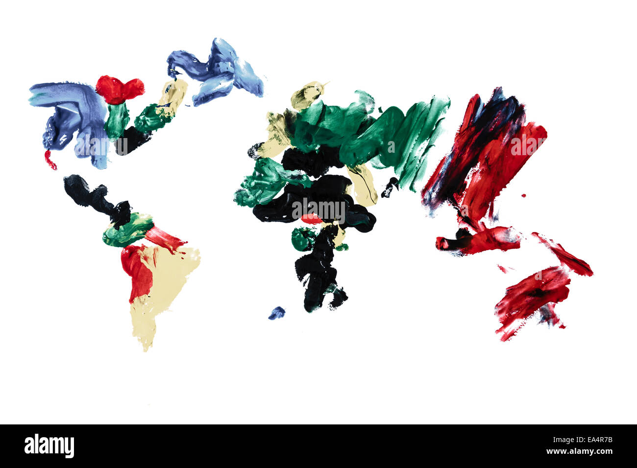 World map painted by a child with finger paint Stock Photo - Alamy