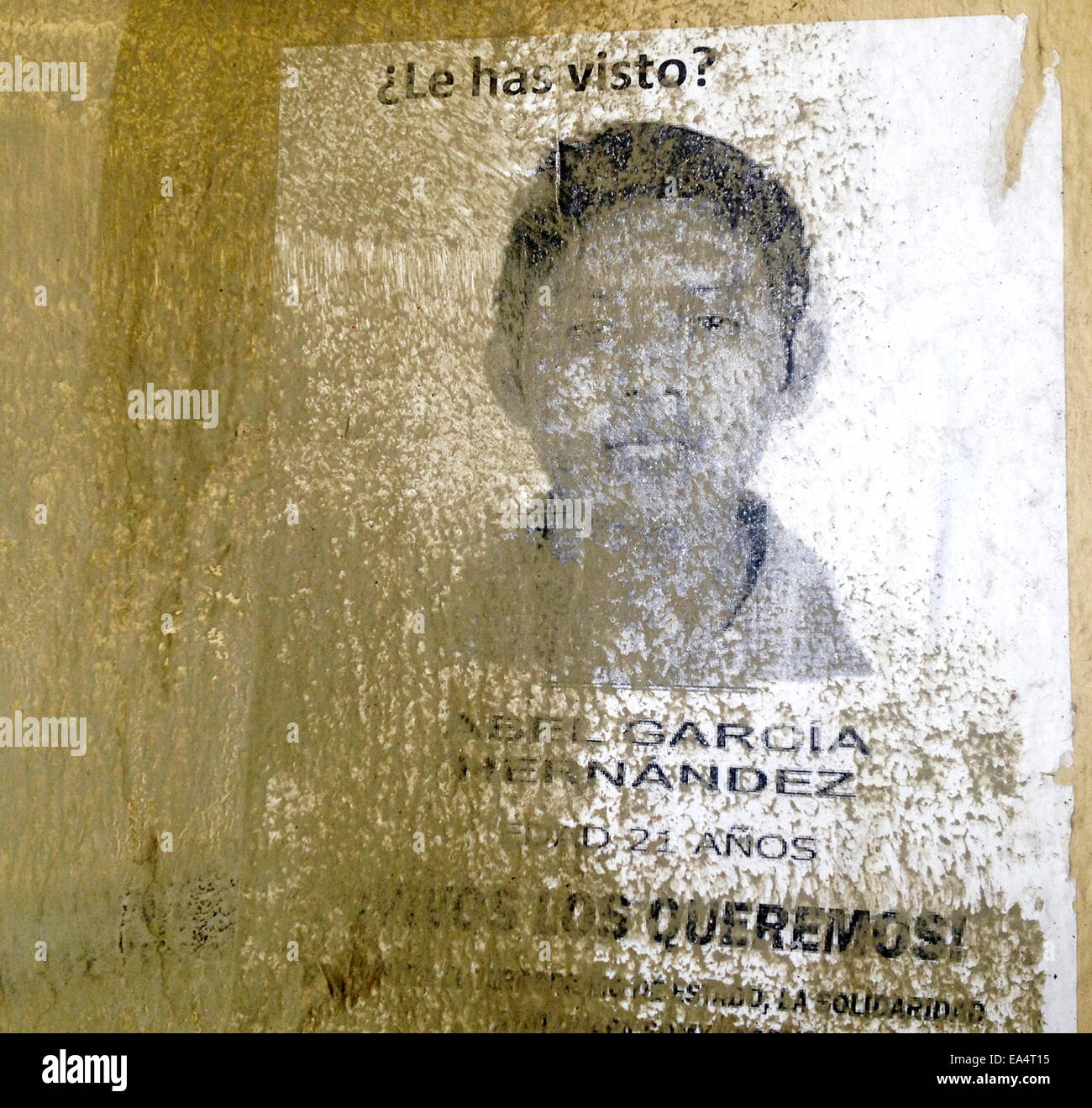 Mexico city, Mexico. 6th November, 2014. A portrait of missing student ...