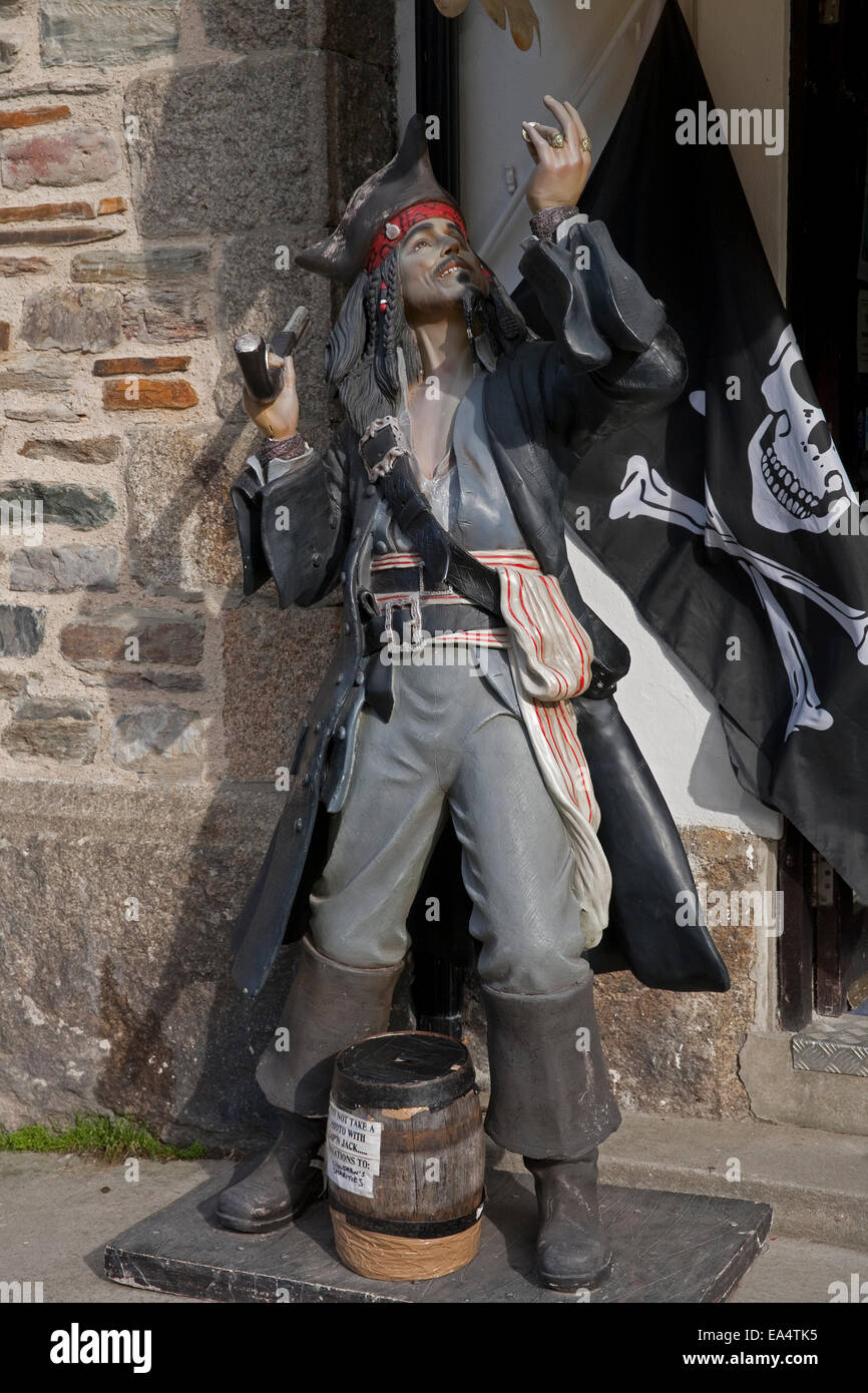 A statue of Jack Sparrow from the film Pirates of the Caribbean in Looe ...