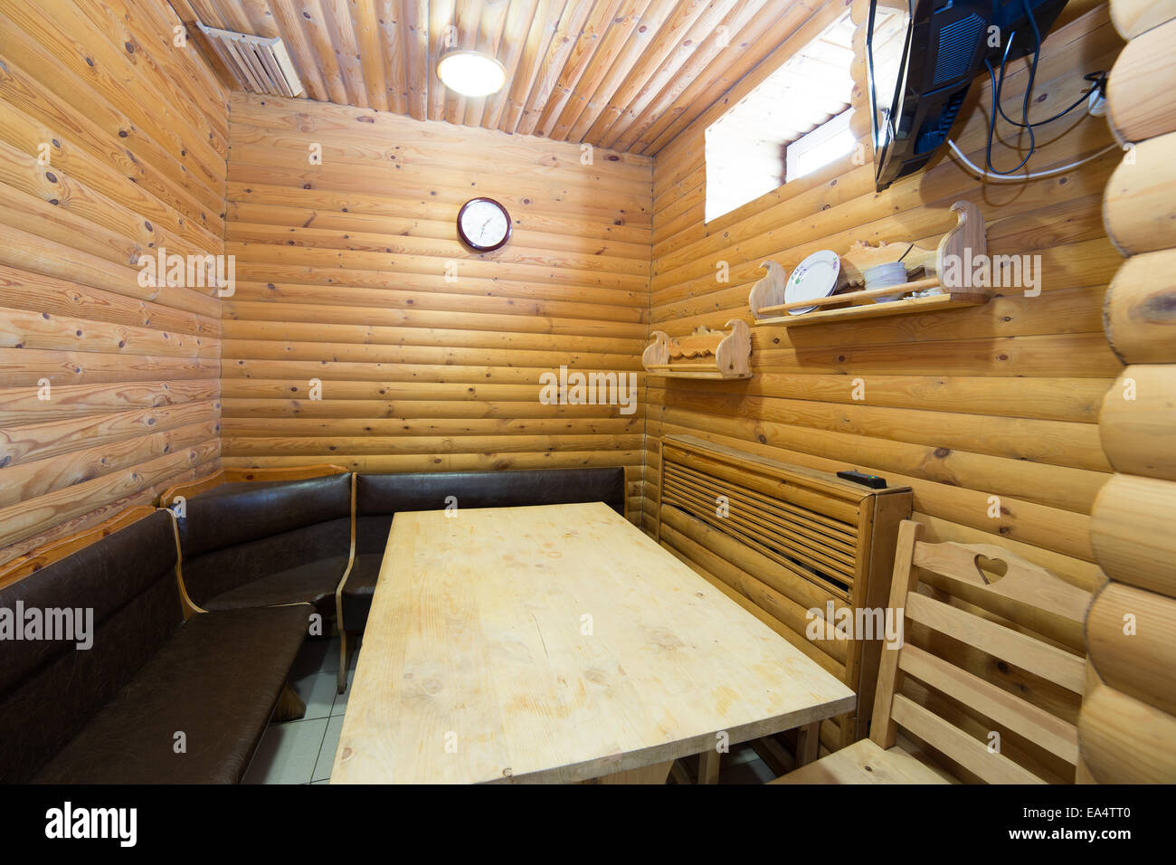Sauna interior, wooden house Stock Photo - Alamy