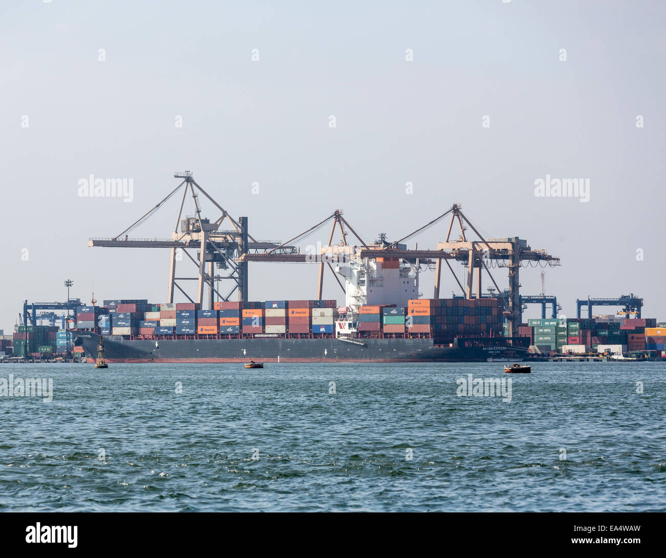 Saigon Express container ship and cranes at Port Said, Egypt Stock ...