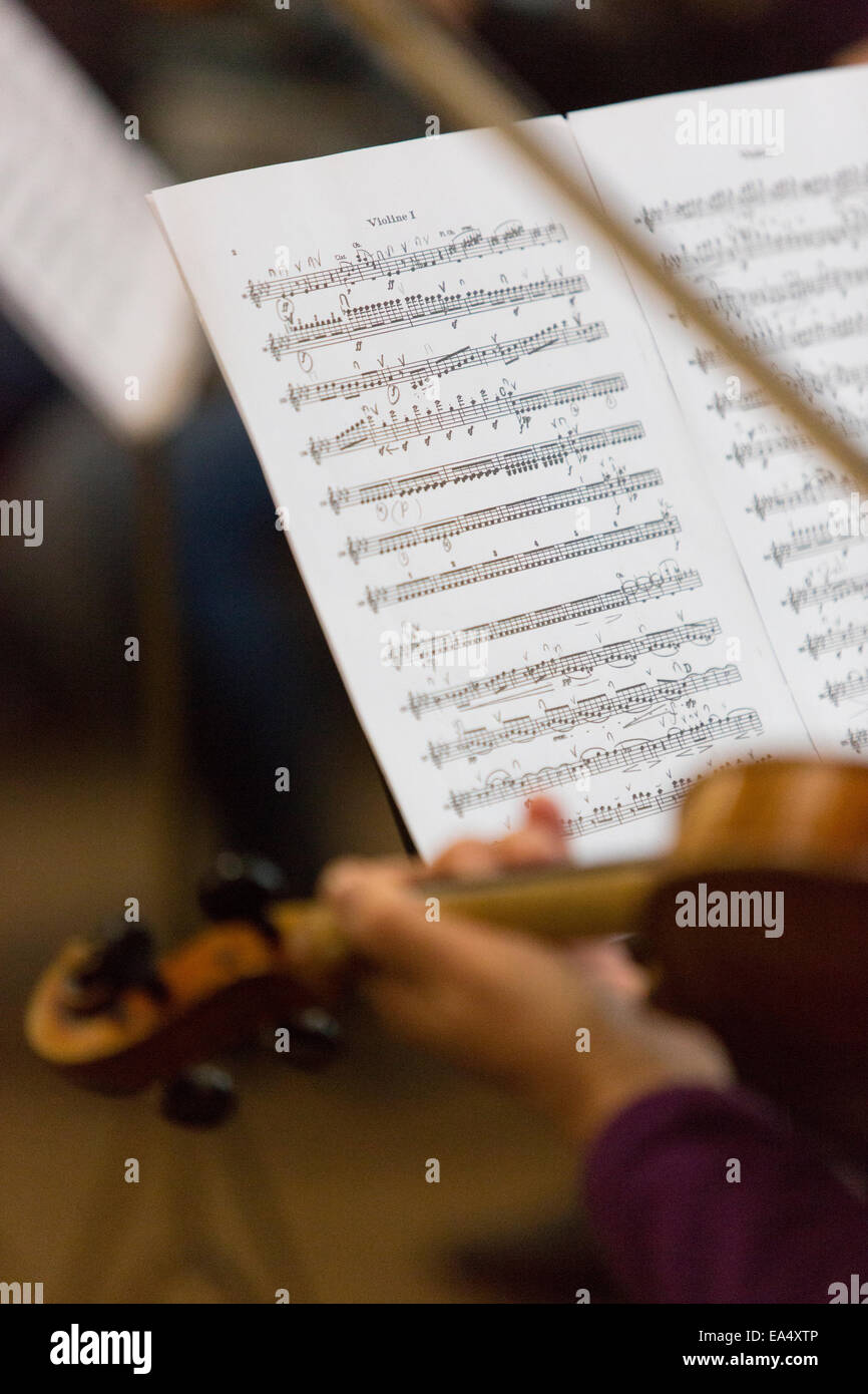 Classical music notation written on a music stand Stock Photo - Alamy