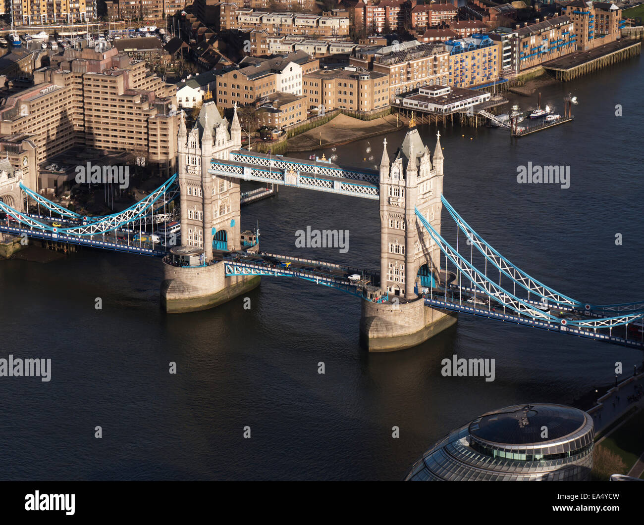 Aerial view of Tower Bridge; London, England Stock Photo - Alamy