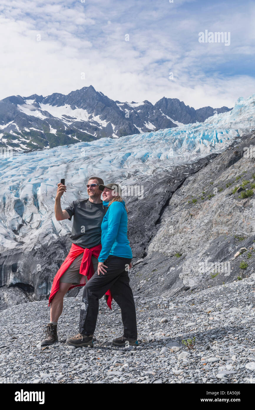 Couple,Alaska,Cell Phone,Shoup Glacier,selfie Stock Photo - Alamy