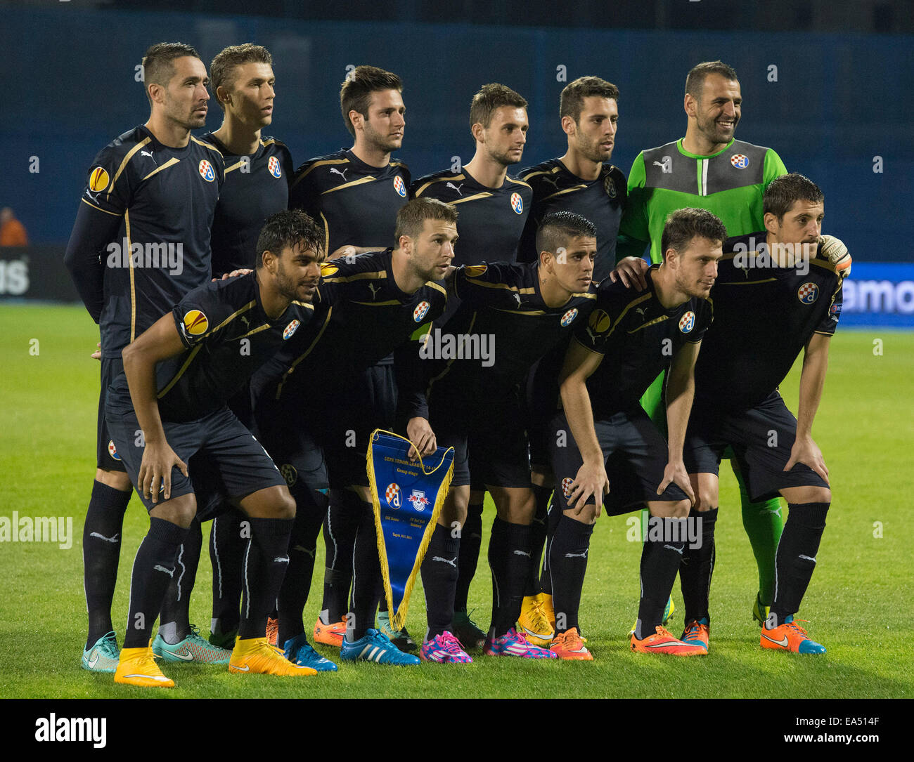 Zagreb, Croatia. 6th Nov, 2014. Players of Dinamo Zagreb pose for ...