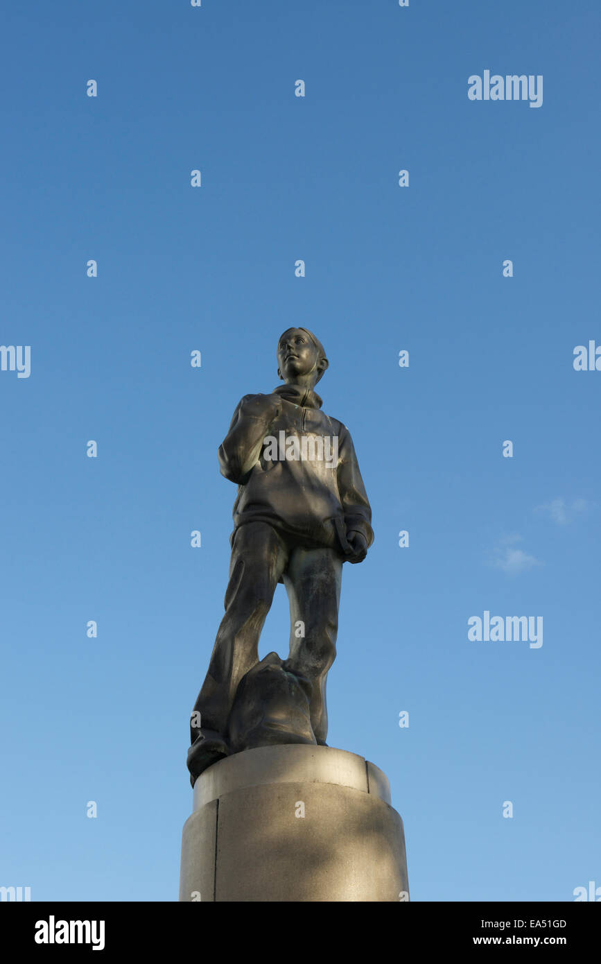 Girl with rucksack statue Stock Photo - Alamy