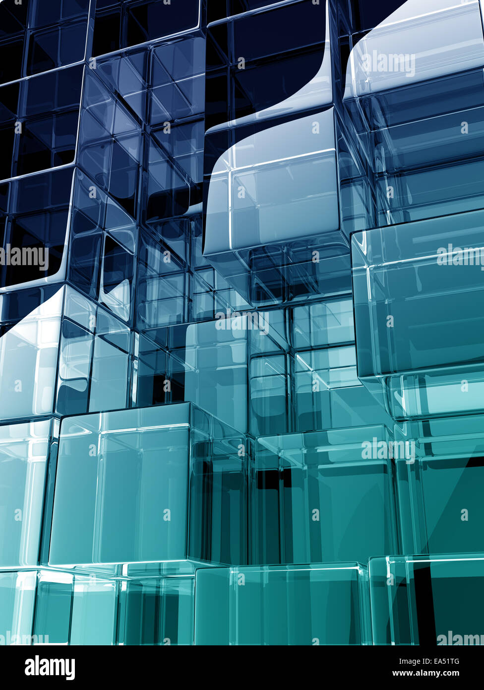 reflective blue abstract background composed by glass cubes Stock Photo ...