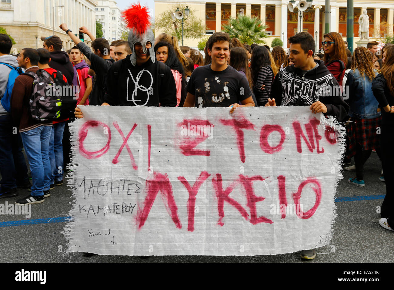 Student protesters hold a banner that calls for a no to the 'New Lyceum ...
