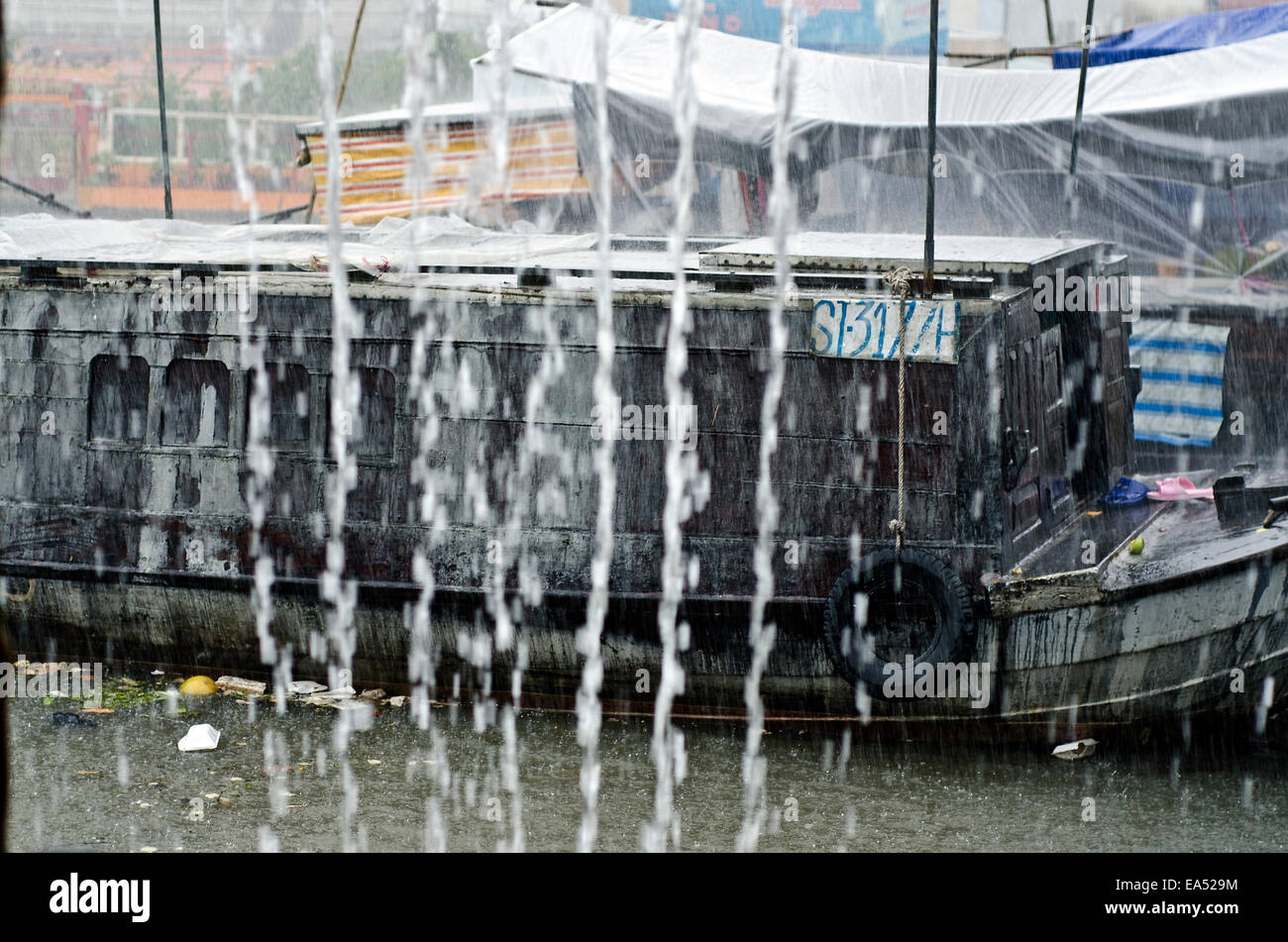 Heavy monsoon rain in Can Mao ,Mekong Delta,Vietnam Stock Photo - Alamy