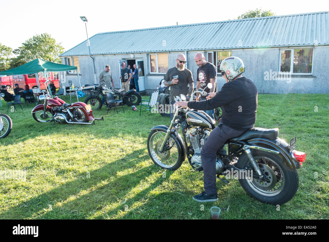 Harley Davidson motorbike weekend gathering at village of Llansaint ...