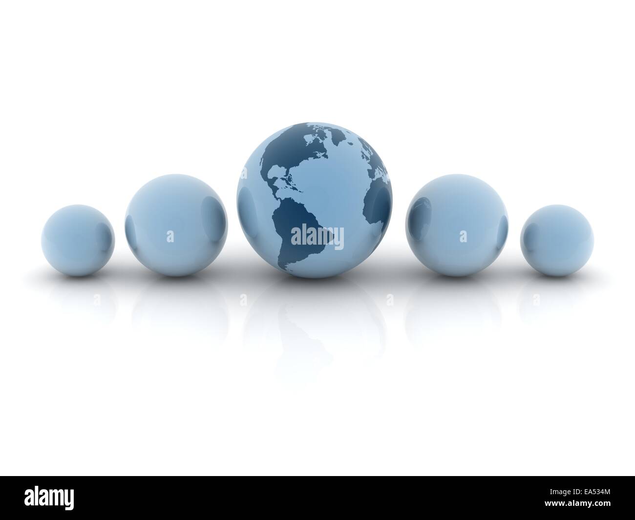 a earth sphere placed observably with four blue spheres. Elements of ...