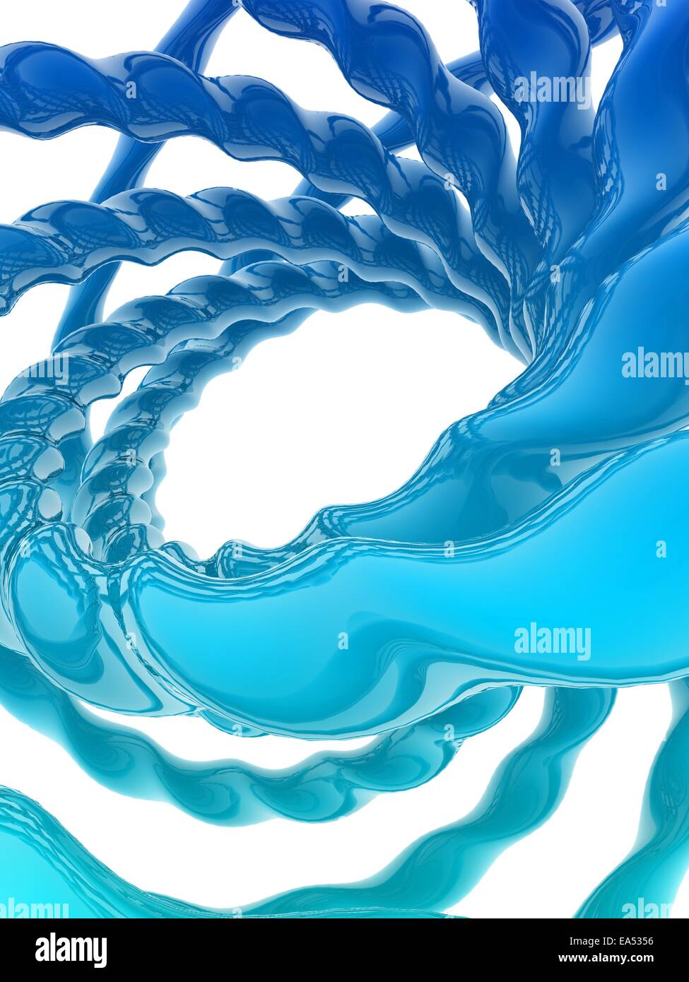 3D blue metallic curve surface shape isolated on white background Stock ...