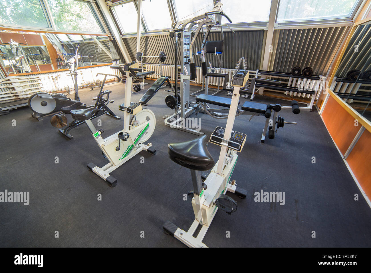 Traineger equipments in fitness center, gym Stock Photo - Alamy
