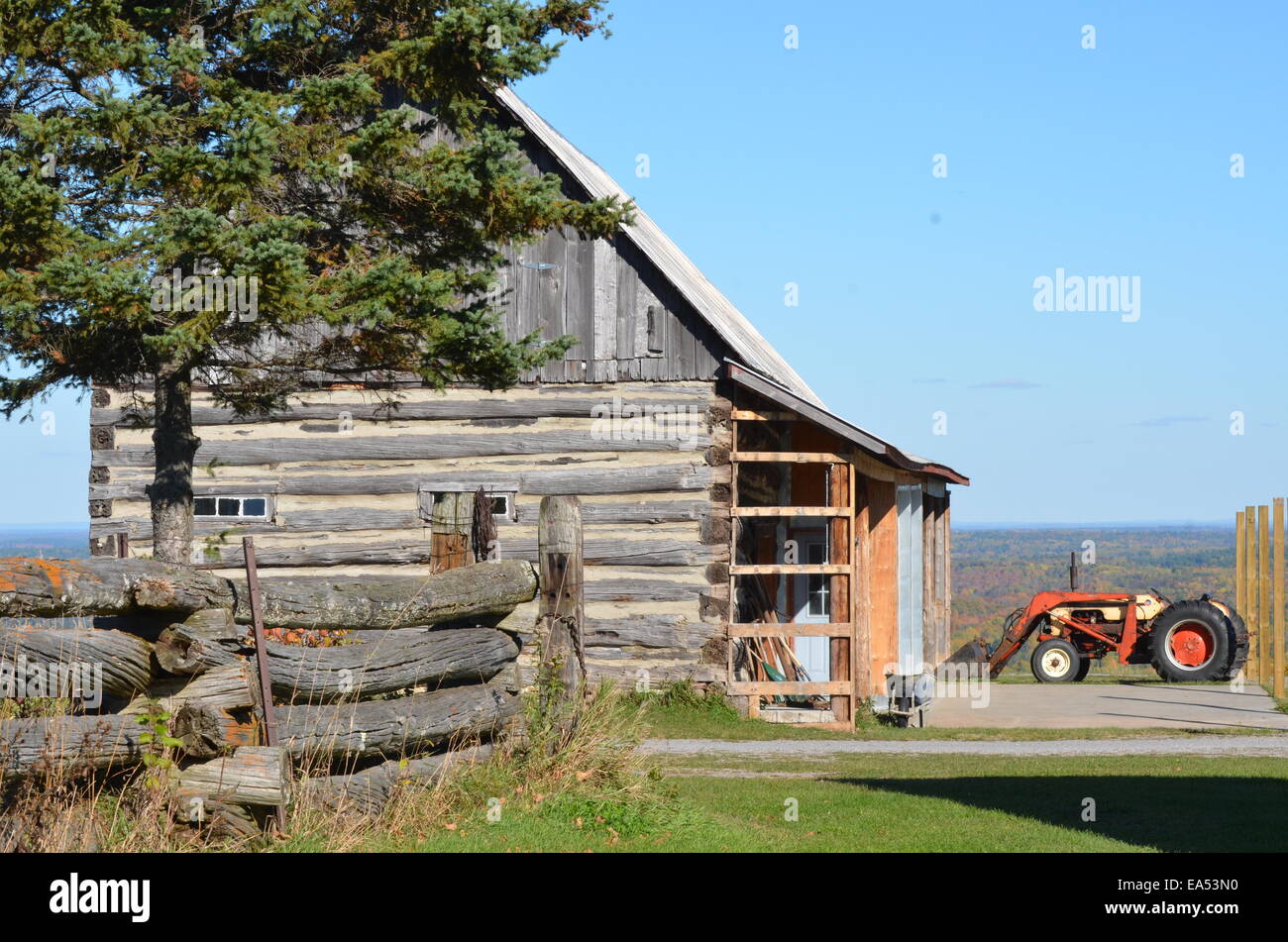 barn with tractor Stock Photo - Alamy