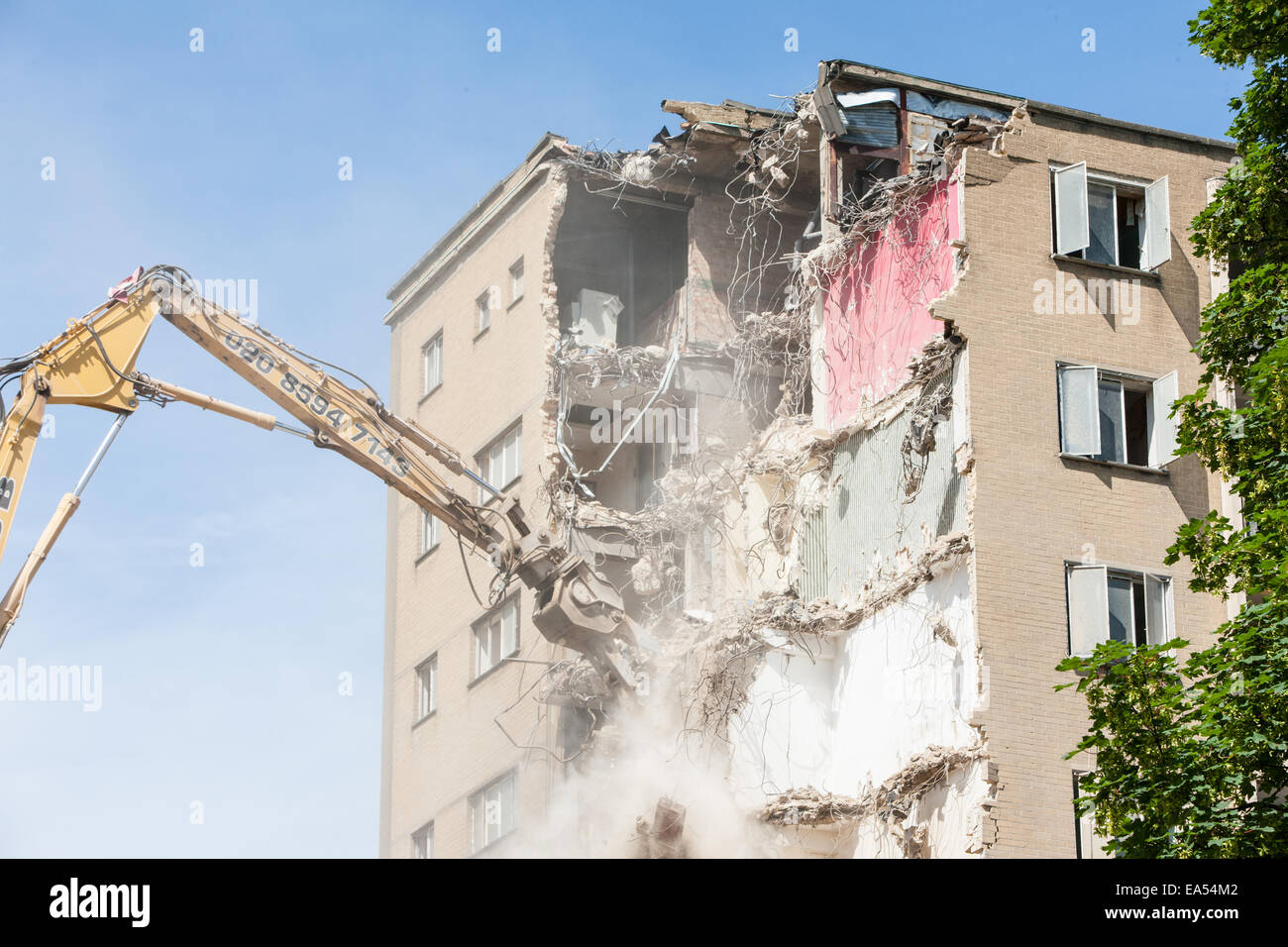 Demolition of hight rise residential tower block in Stamford Hill ...