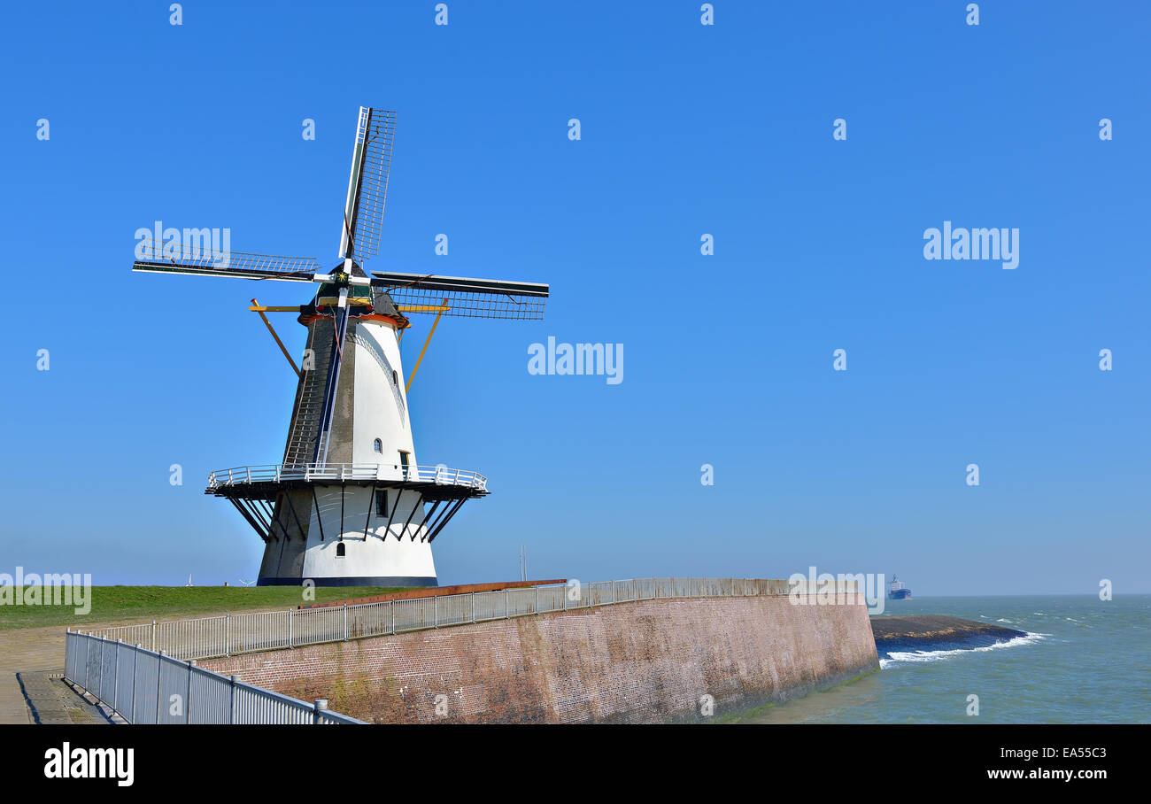 Traditional holland windmill built in 1699 on the coast in Vlissingen ...