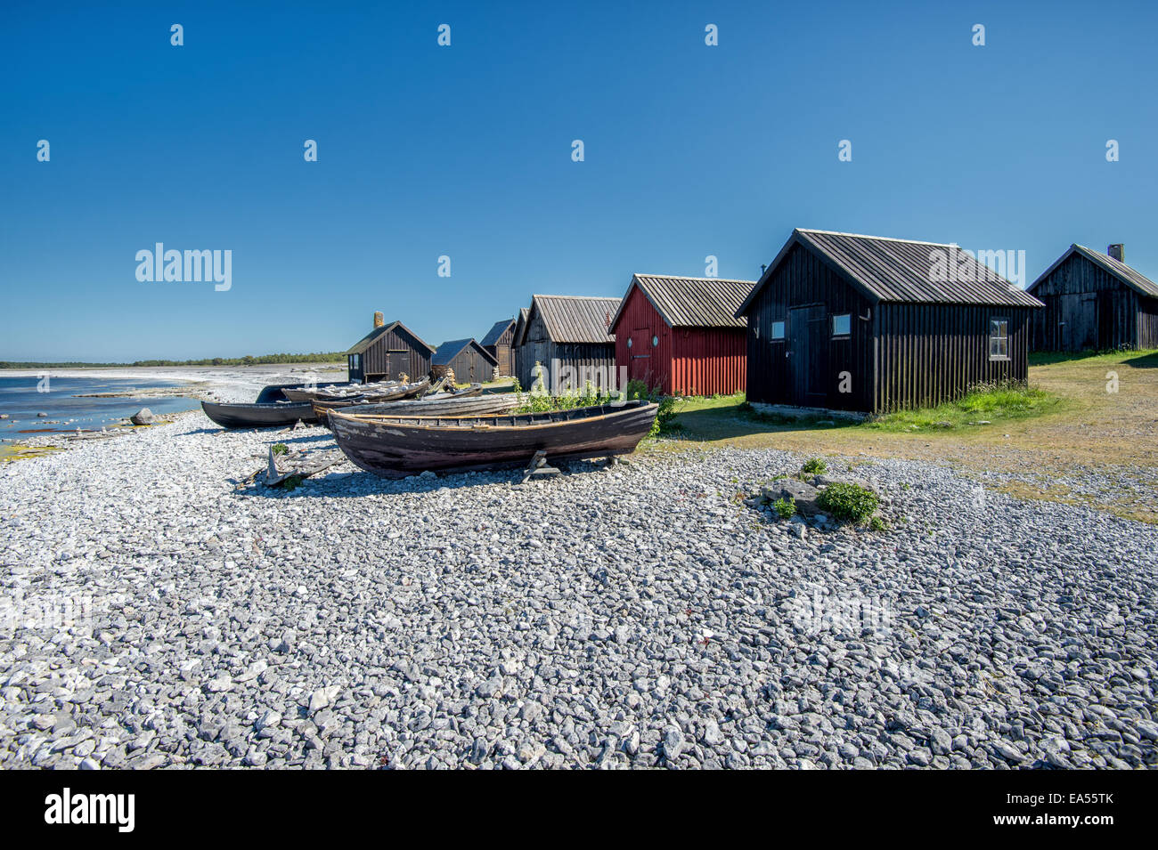 Helgumannens fishing village on Faro island in Sweden Stock Photo - Alamy