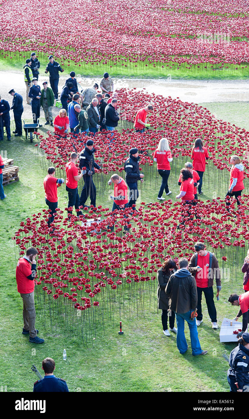 First World War Poppy Commemoration at The Tower of London Stock Photo ...