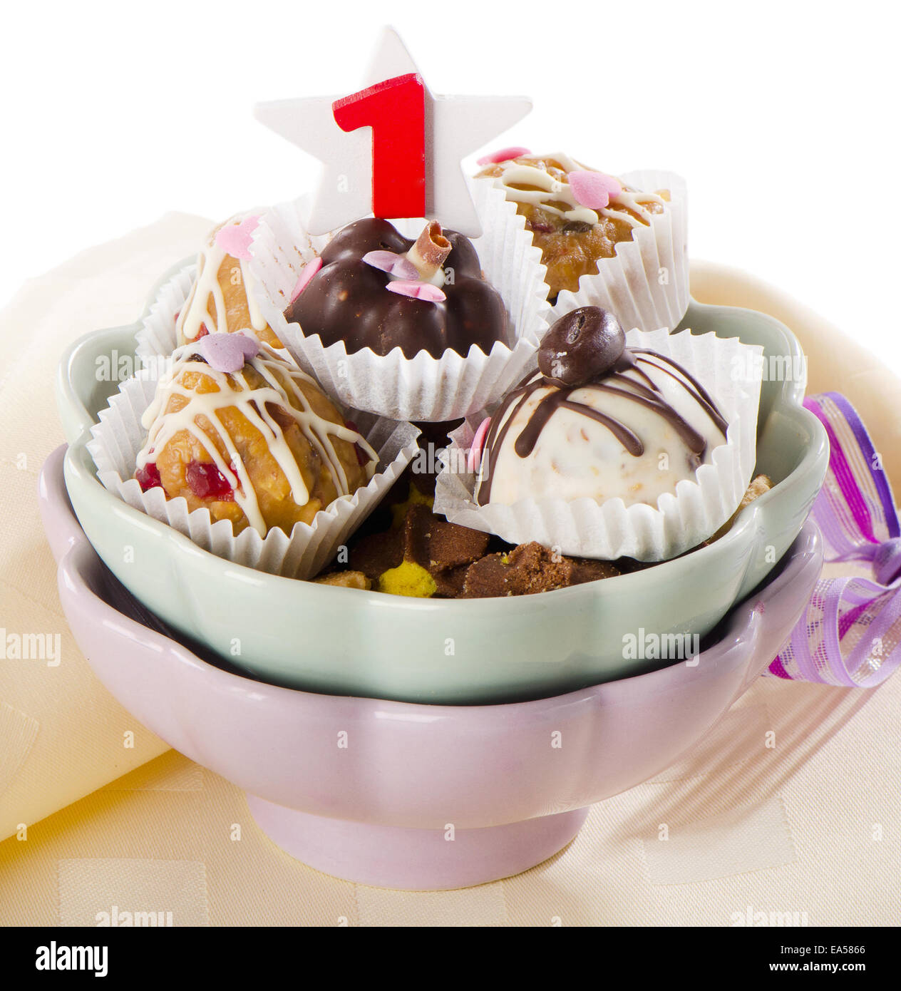 Number one birthday cupcakes. Selective focus Stock Photo - Alamy