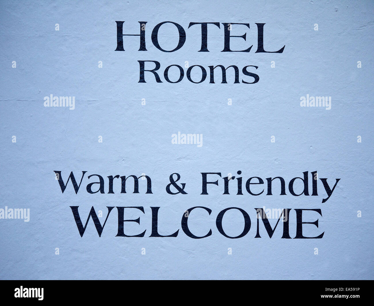 Warm & Friendly Welcome sign painted on outside hotel wall Manchester ...