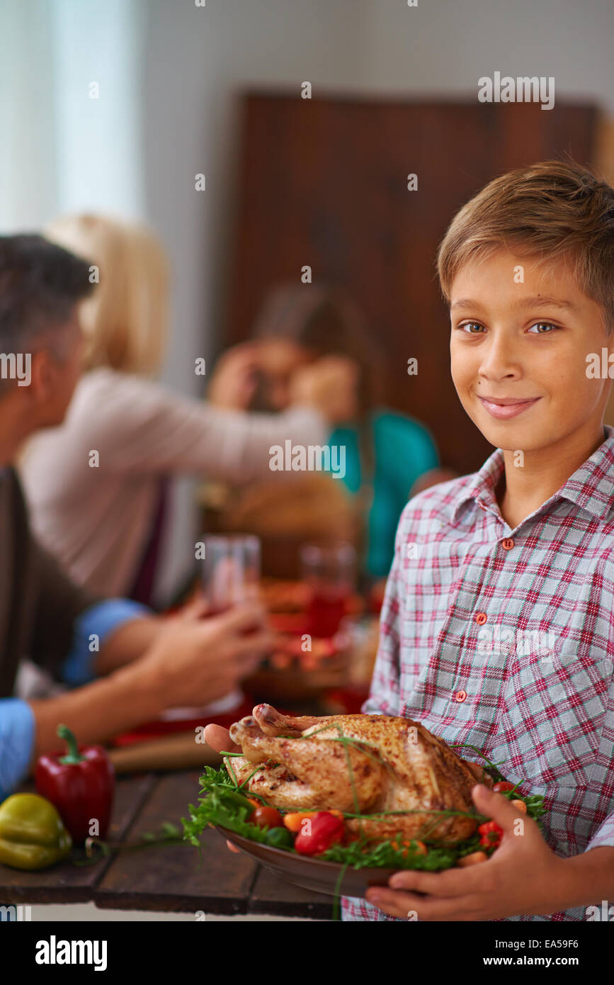 Boy looking christmas turkey hi-res stock photography and images - Alamy