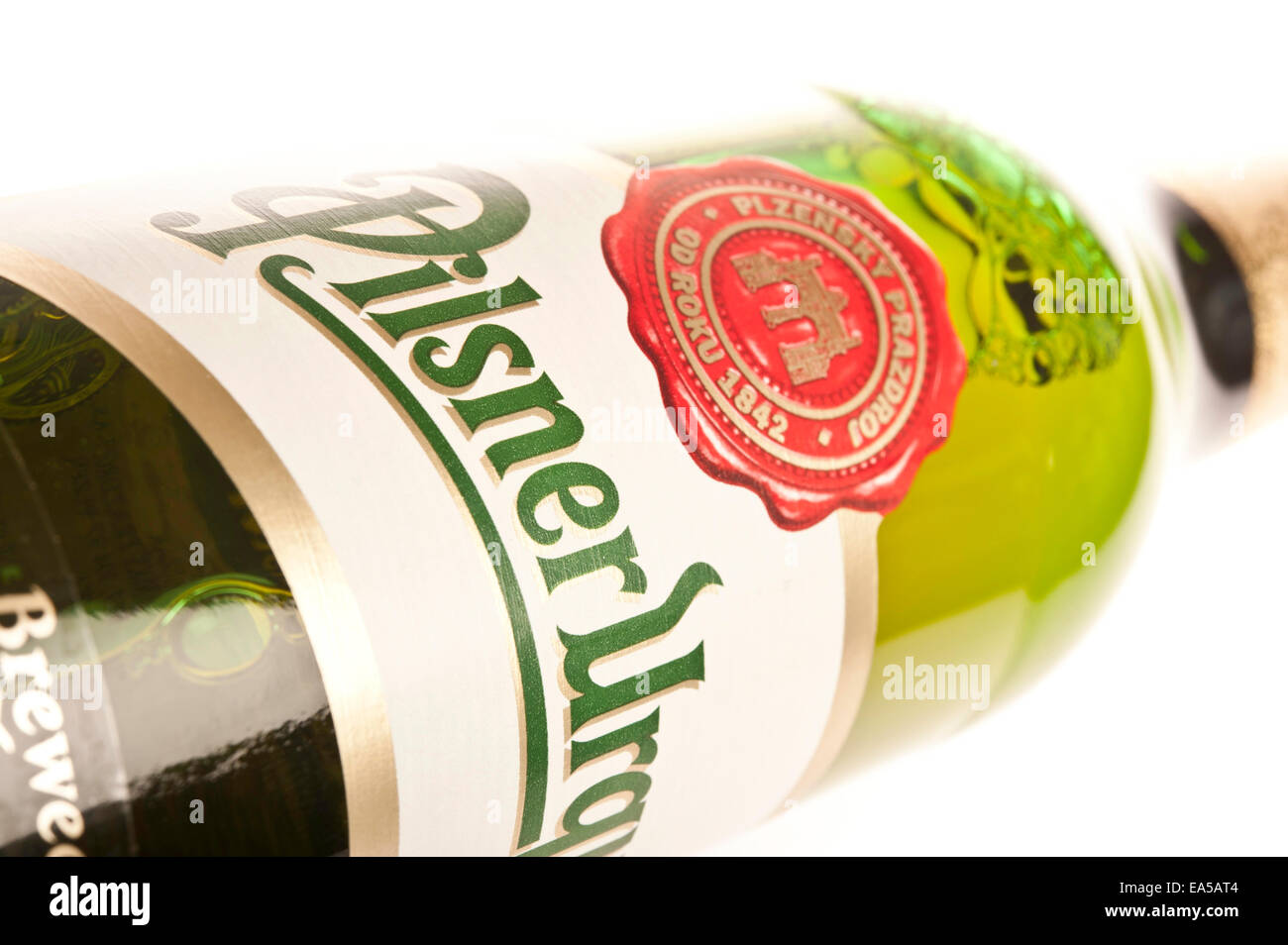 Pilsner bottle of beer, close up detail Stock Photo - Alamy