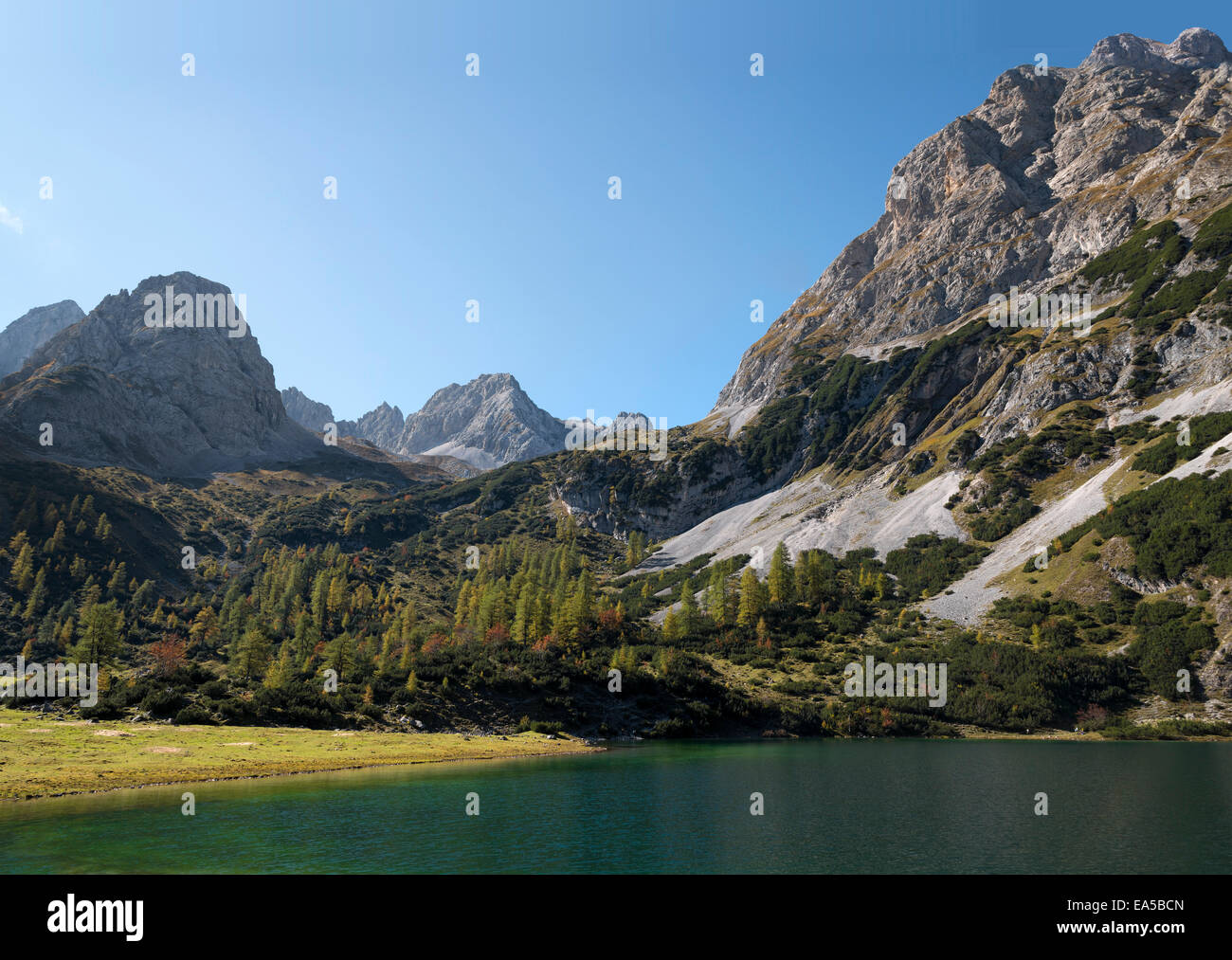 Austria, Tyrol, Ehrwald, Seebensee in autumn Stock Photo - Alamy