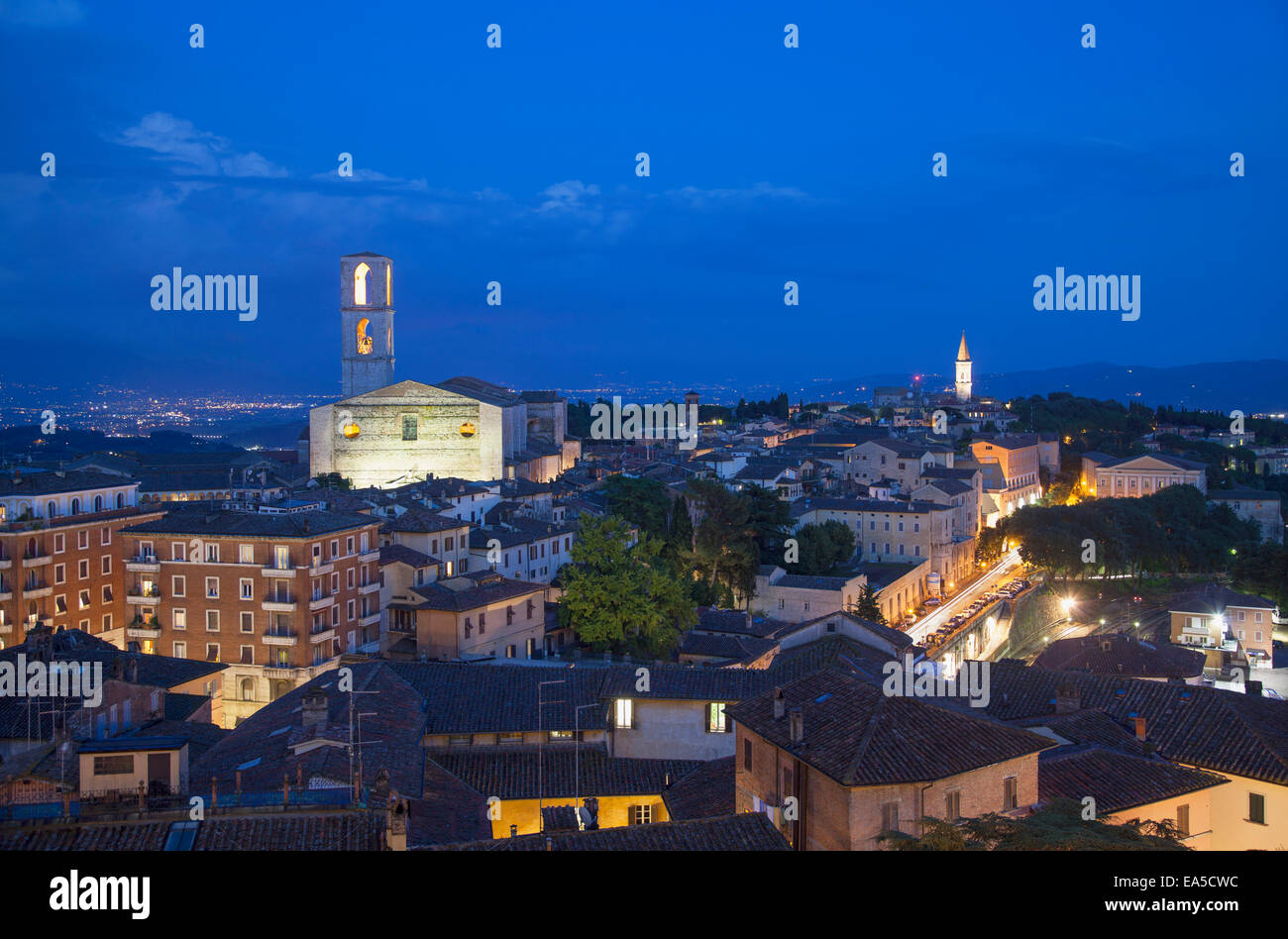 San Domenico Church at dusk, Perugia, Umbria, Italy Stock Photo - Alamy