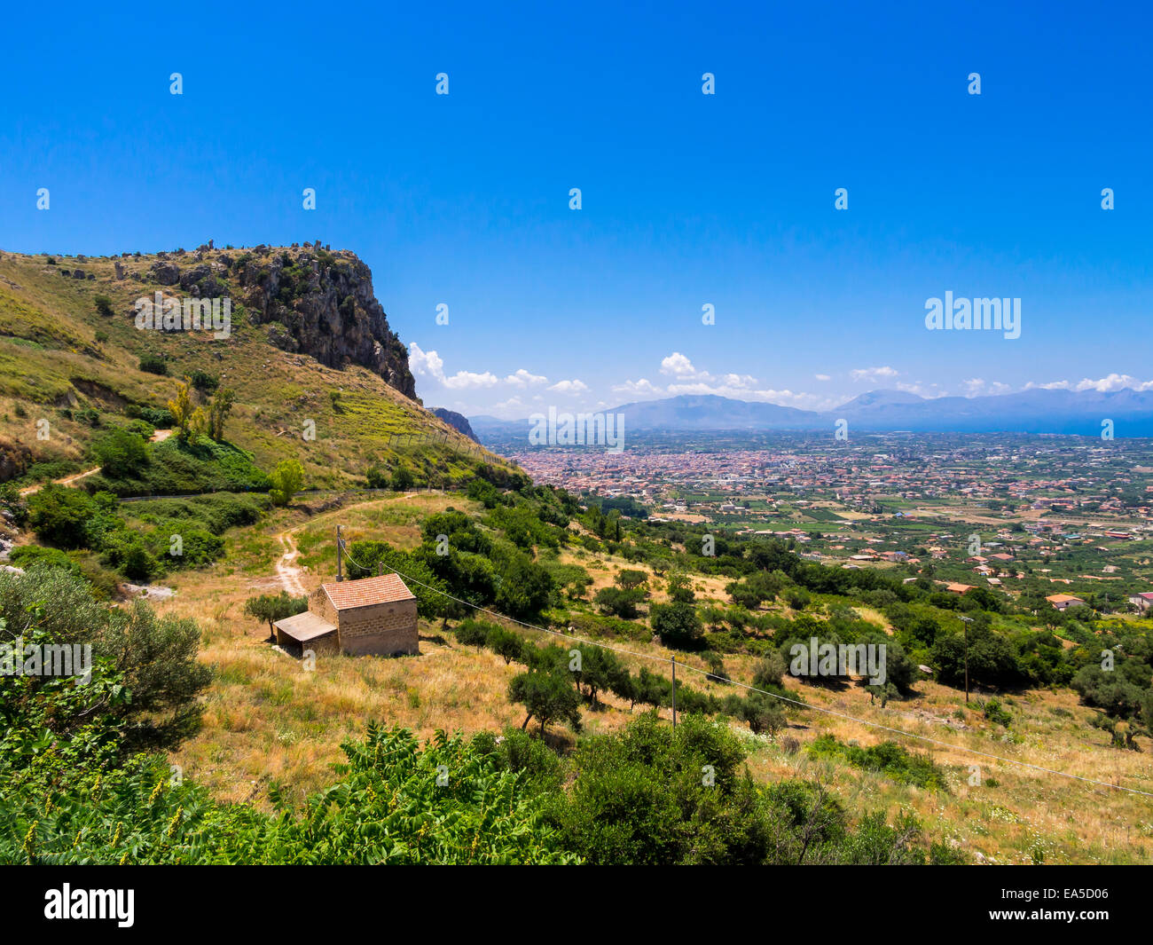 Italy, Sicily, Province of Palermo, View to Mountains of Capaci, seen ...