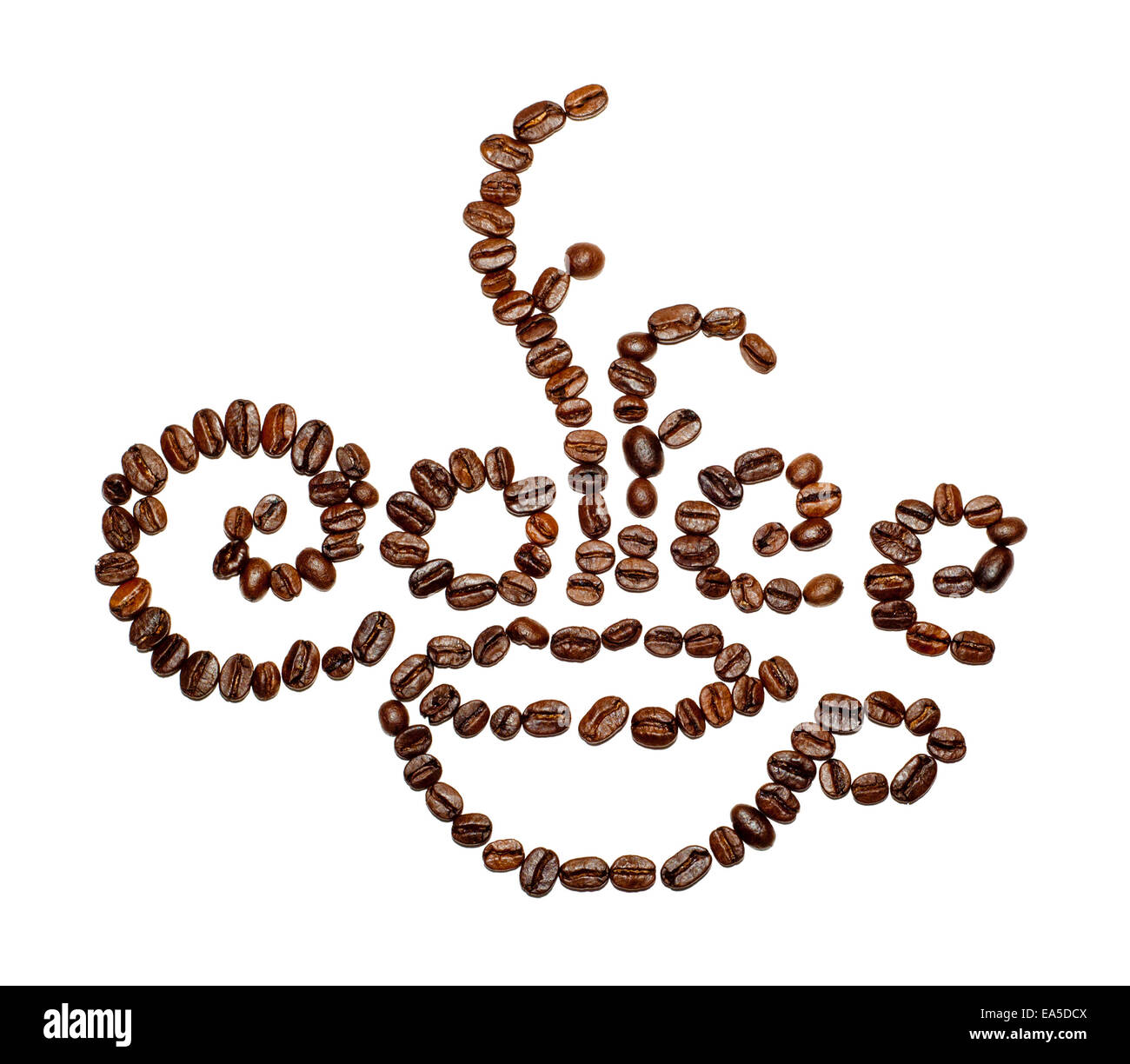 Sign made withe coffee beans on isolated background Stock Photo - Alamy