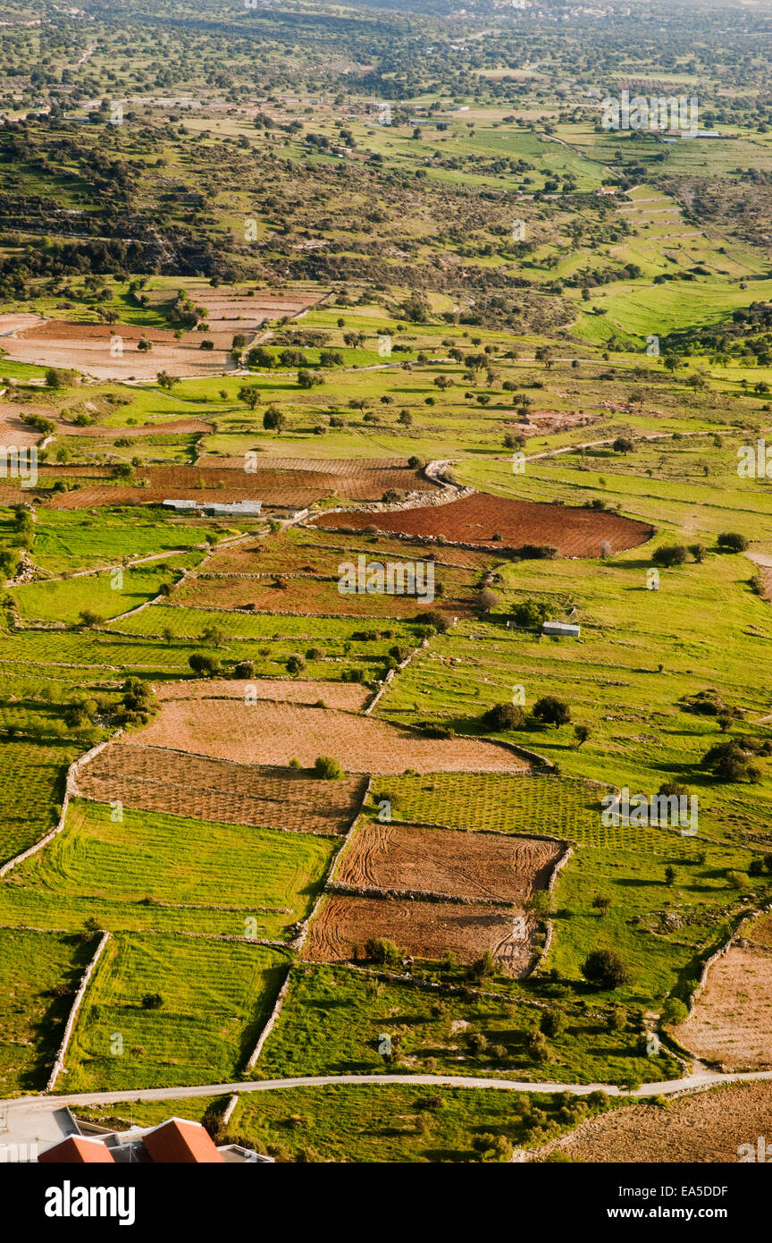 Aerial view of farm fields, Cyprus Stock Photo - Alamy