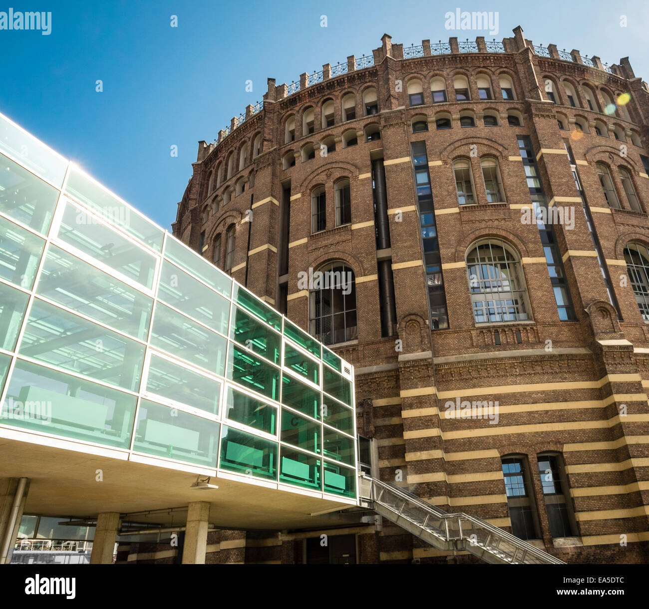 Austria, Vienna, view to gasometer and modern skywalk Stock Photo - Alamy