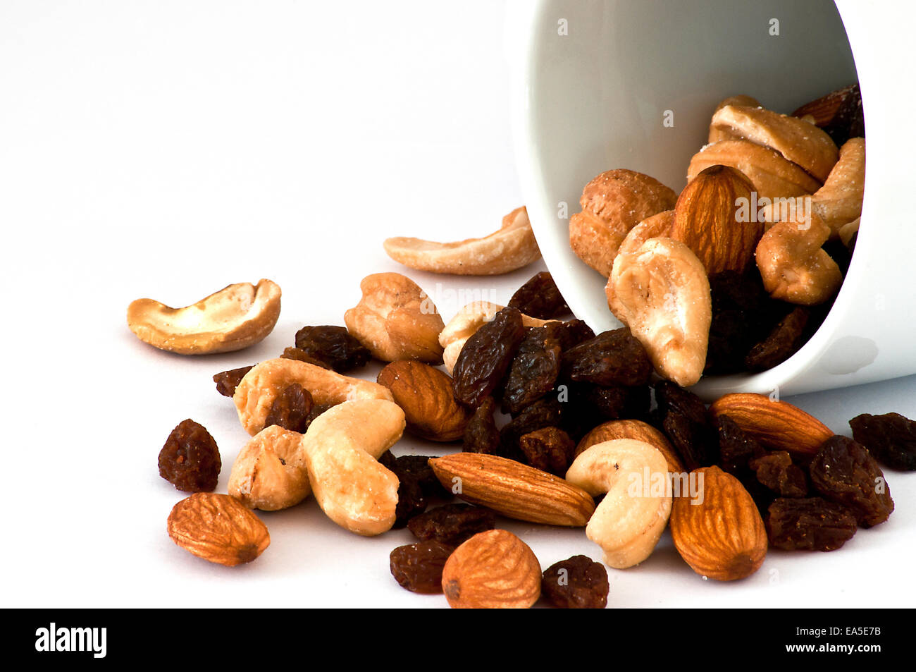 Isolated Spilled mixed nuts on white background Stock Photo - Alamy