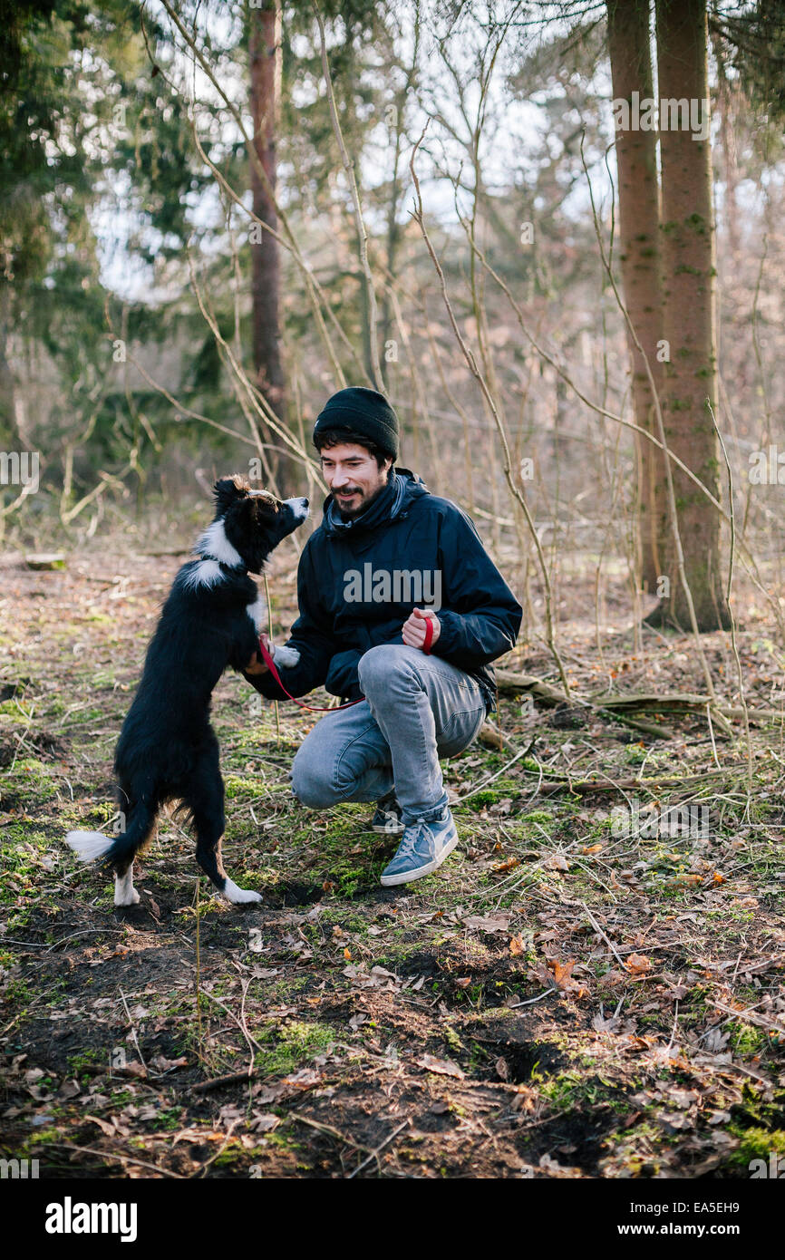 Germany, Man with Border Collie Stock Photo - Alamy