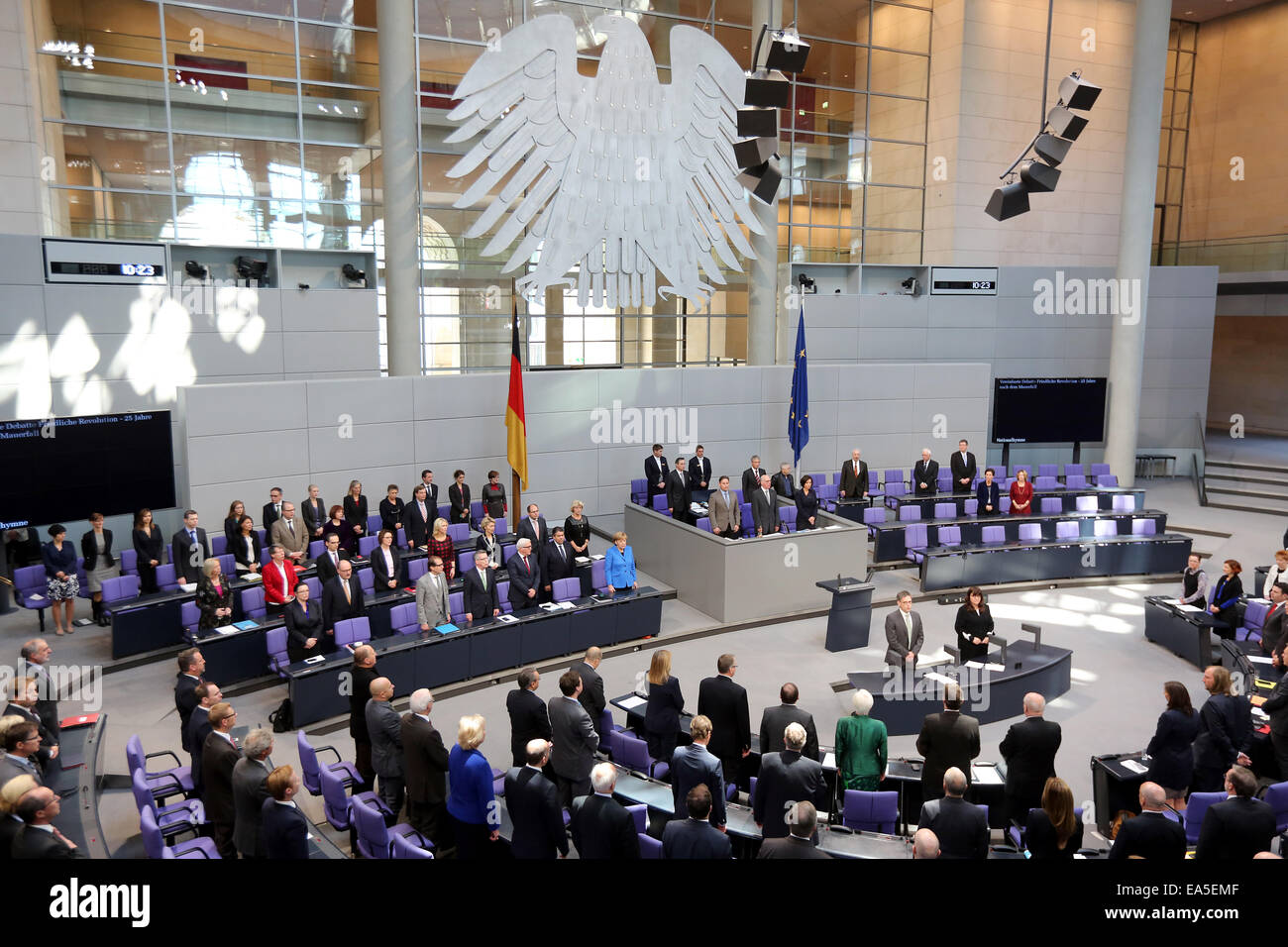 Members of the German Bundestag follow the memorial event on occasion ...