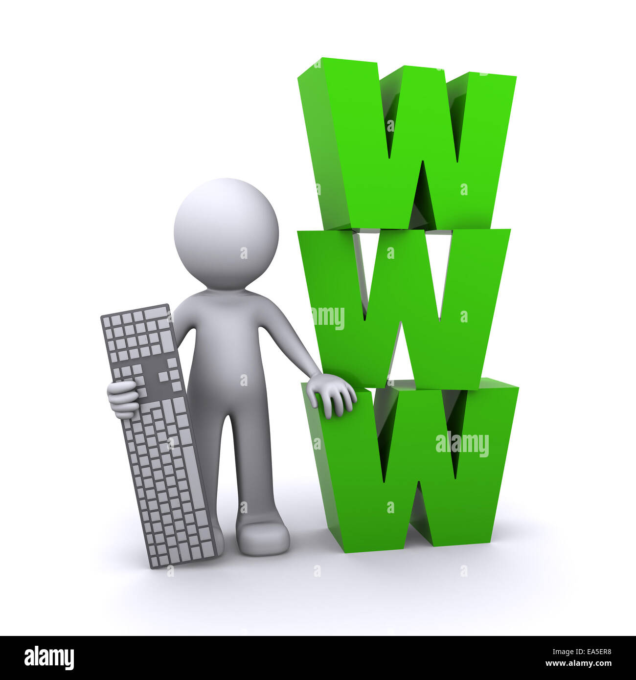 3D guy with keyboard and www on the background Stock Photo - Alamy