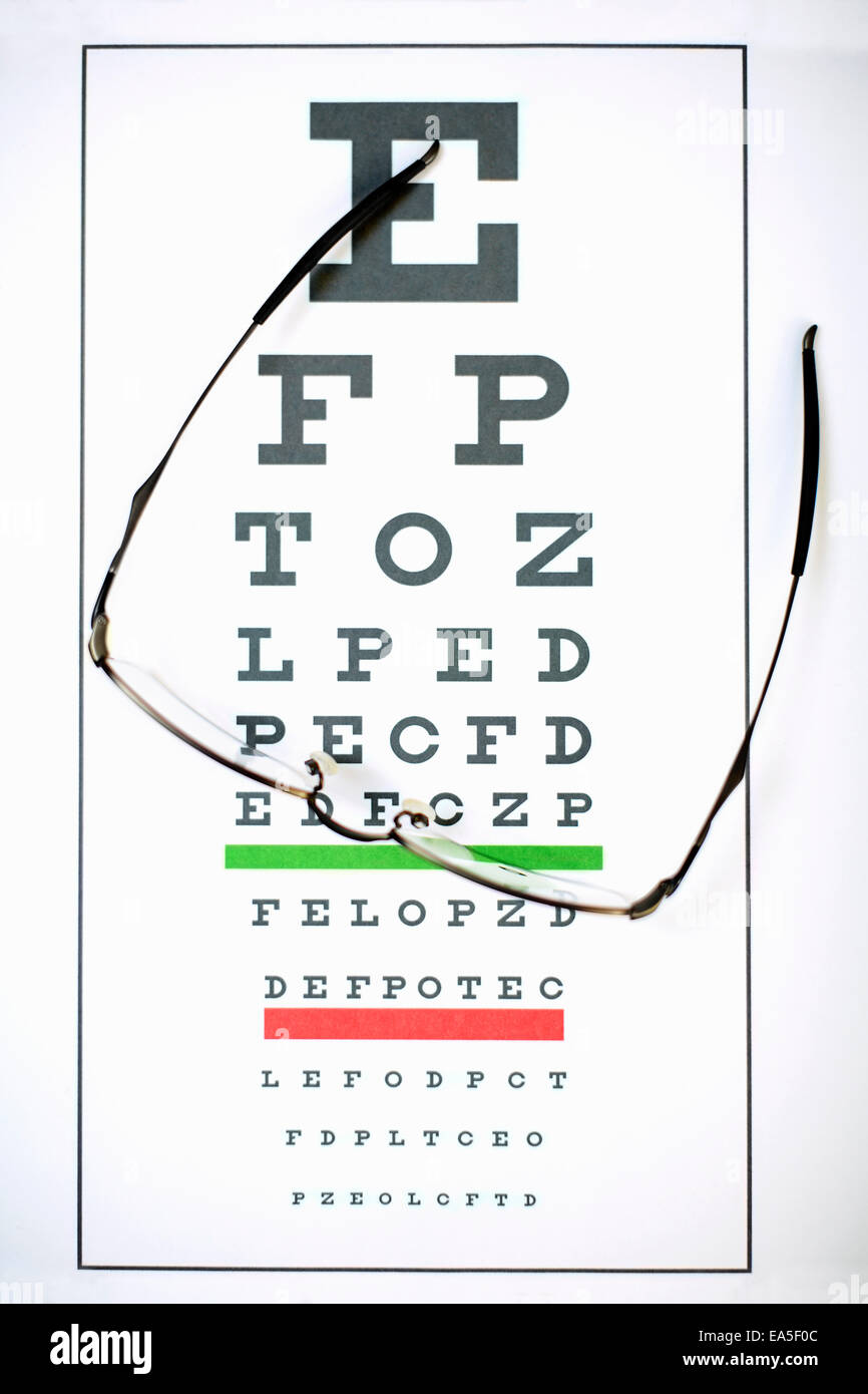 Sight test chart and glasses Stock Photo - Alamy