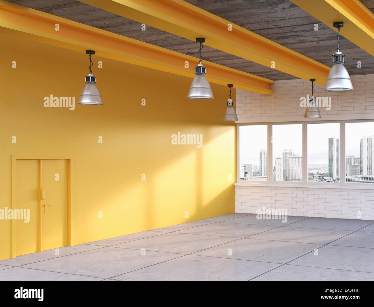 Empty loft with view at skyline hi-res stock photography and images - Alamy