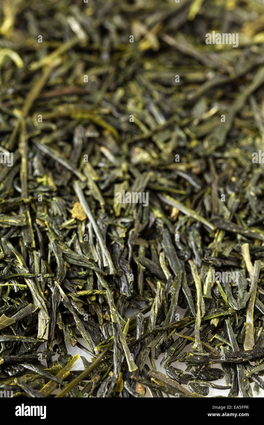 Tea leaves of Sencha, close-up Stock Photo - Alamy