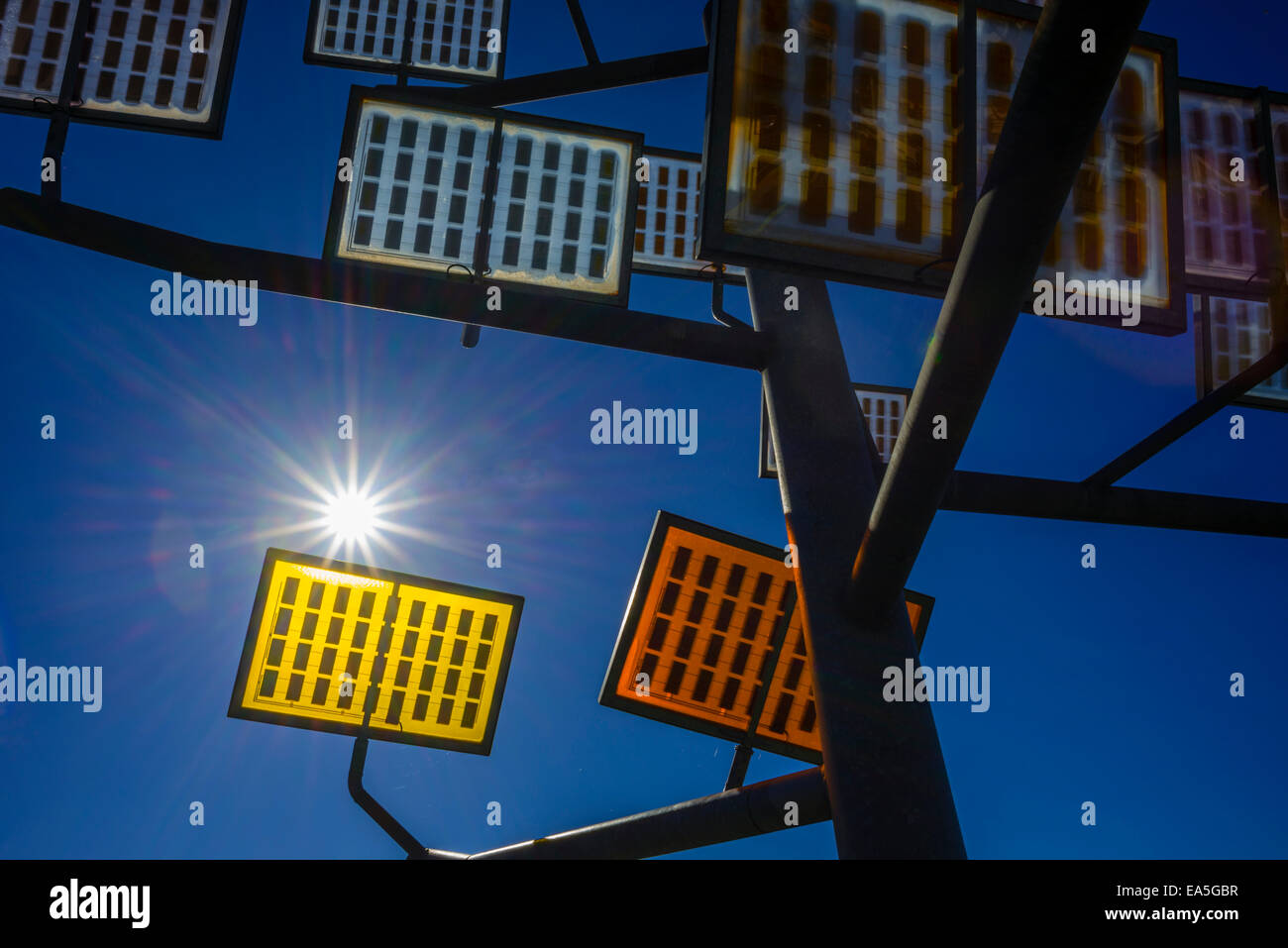 Germany, Ulm, solar tree in the Ulmer residential area solar city Stock ...
