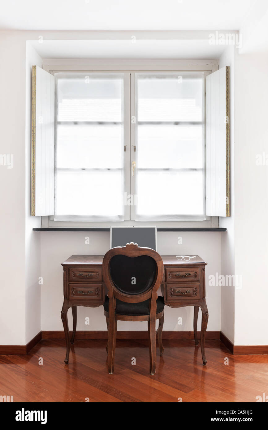 interior home, nice room, antique desk with chair Stock Photo - Alamy