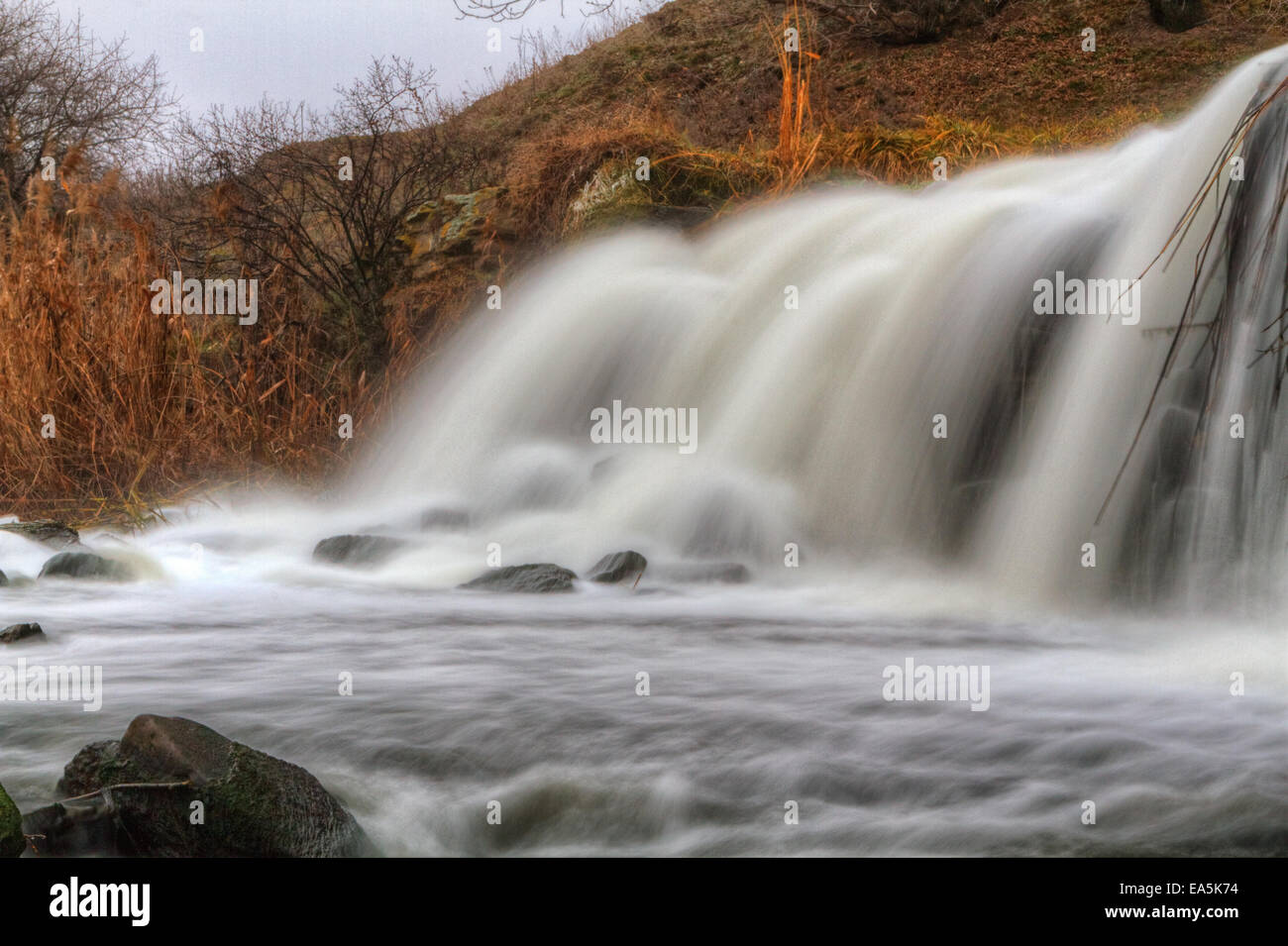 river view with waterfall Stock Photo - Alamy