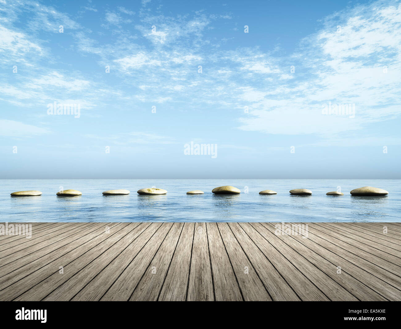 step stones in the blue sea Stock Photo - Alamy