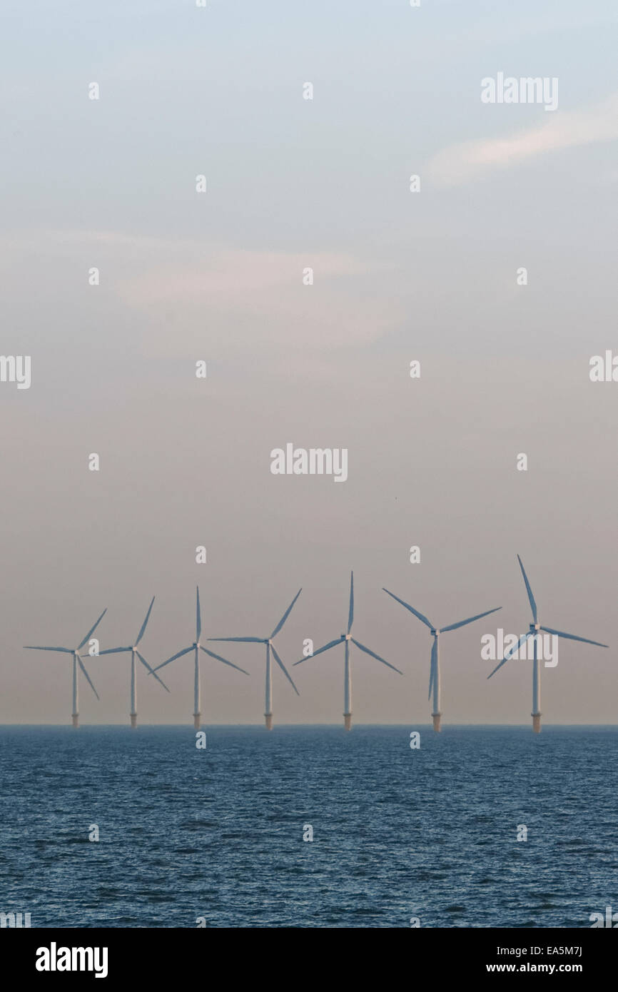 Offshore wind turbines at sunset hi-res stock photography and images ...