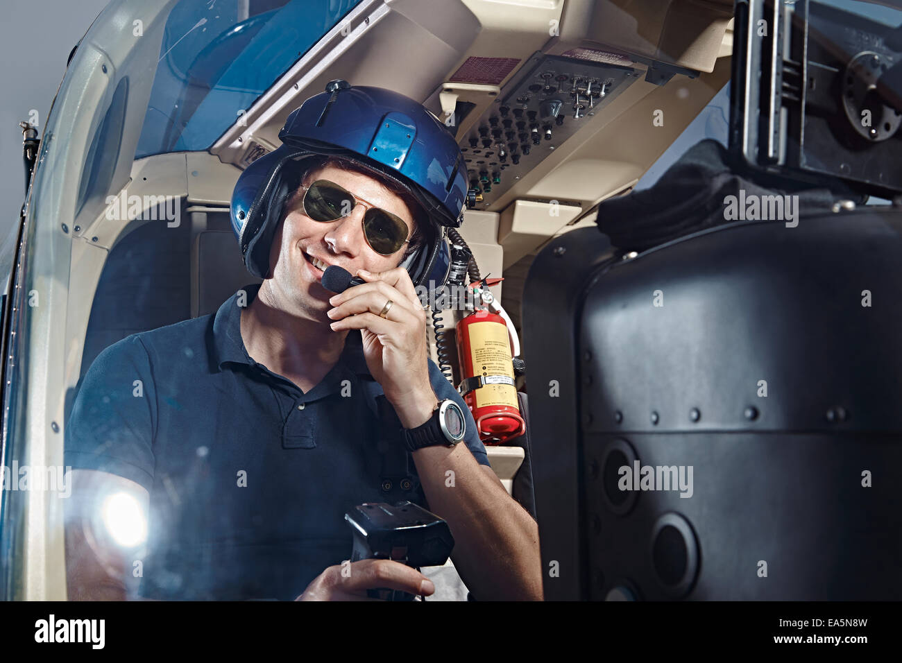 Germany, Bavaria, Landshut, Helicopter pilot in cockpit Stock Photo - Alamy