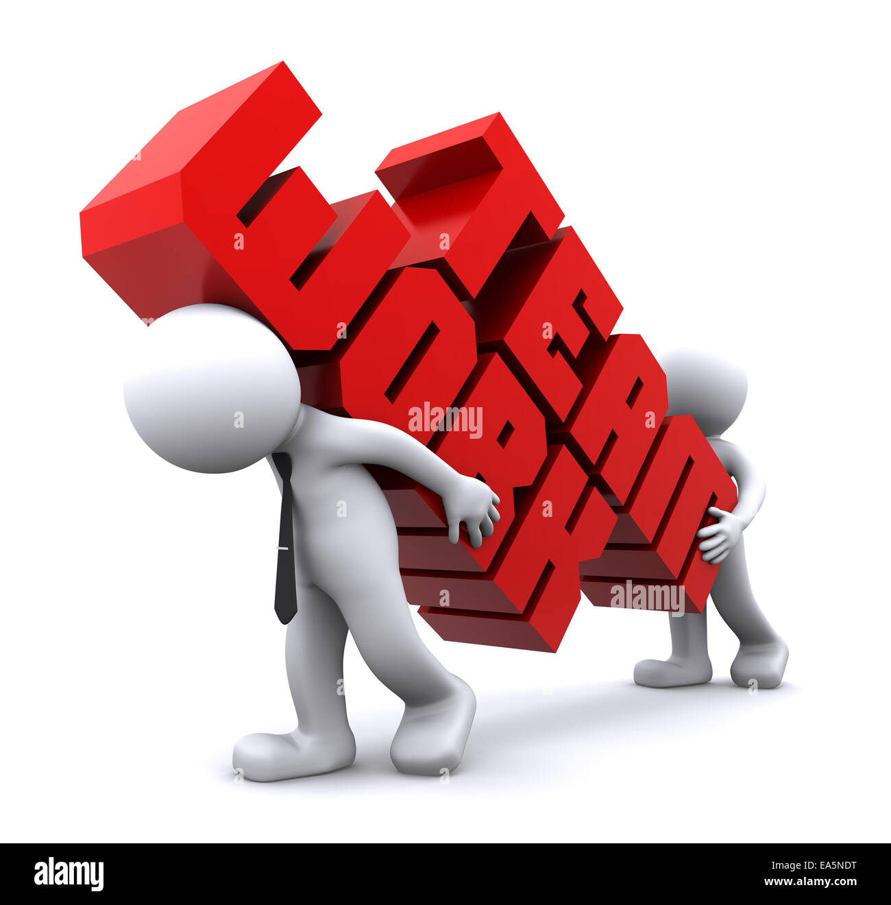 Two businessmen holding text sign. Teamwork concept. Isolated Stock ...